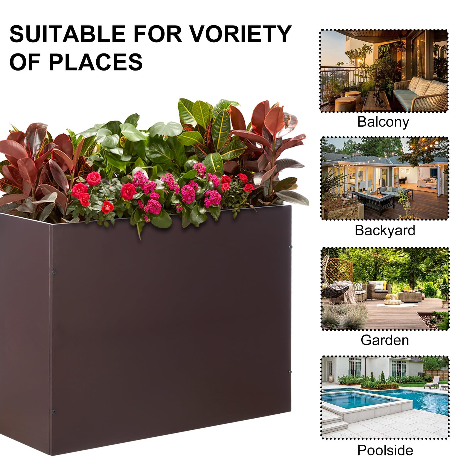 Snapklik.com : SUNNYPARK Large Metal Planter Box 32”x 12”x 24 ...