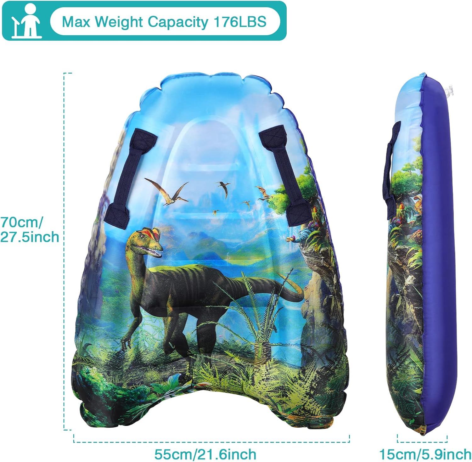 MoKo Inflatable Surfing Bodyboard, Portable Floating Surf Board Slip ...