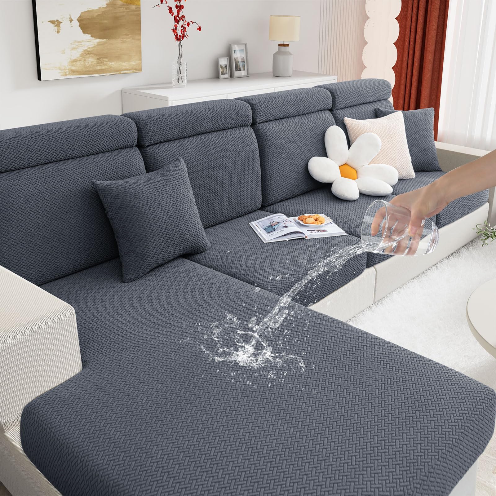 Amazon.com: hyha Individual Couch Cushion Covers, Stretch Magic Sofa ...