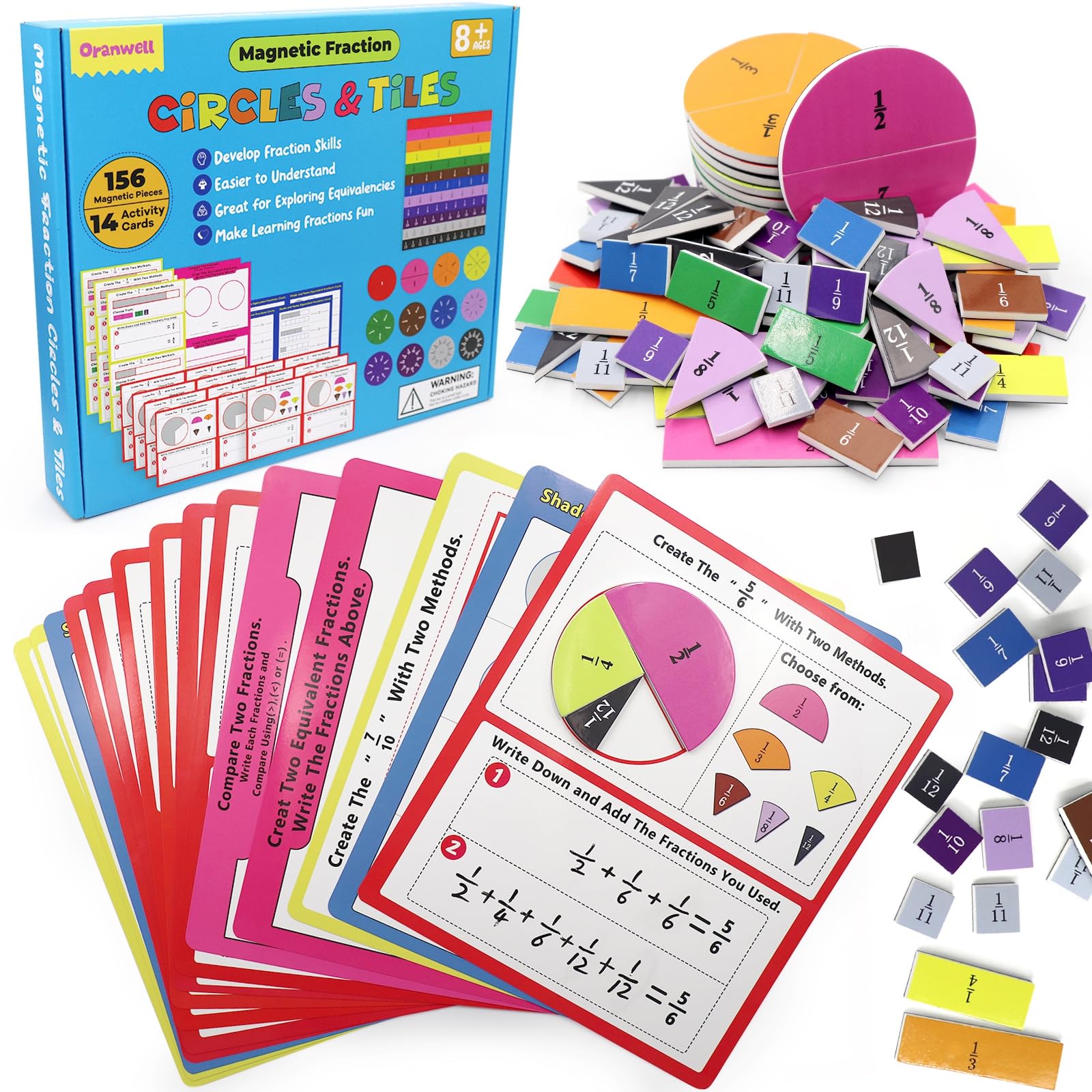Amazon.com: Oranwell Magnetic Fraction Tiles & Fraction Circles ...