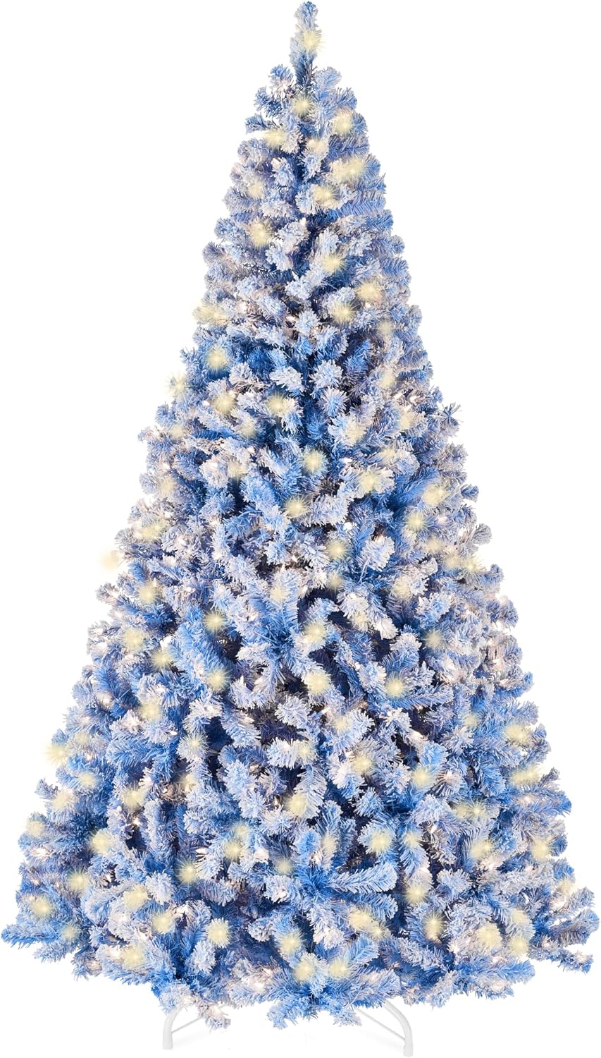 Amazon.com: Best Choice Products Pre-Lit Blue Christmas Tree, 6ft ...