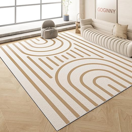 Amazon.com: Washable 5x7 Modern Area Rug for Living Room, Tan White ...