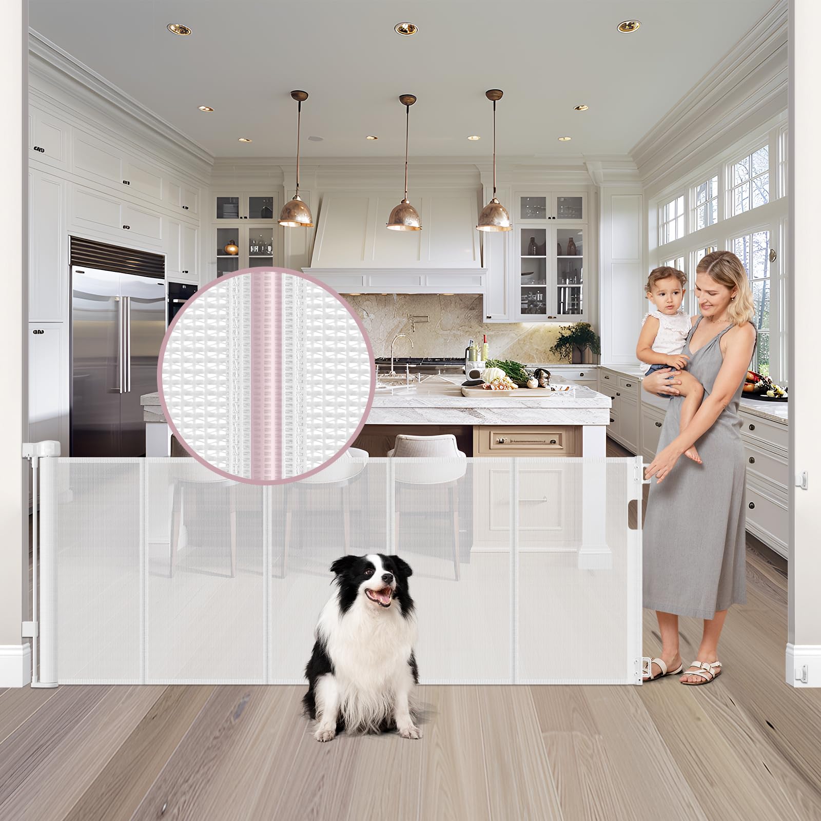 Amazon.com: Reinforced 72" Wide Retractable Baby Gate with Rods Prevent ...