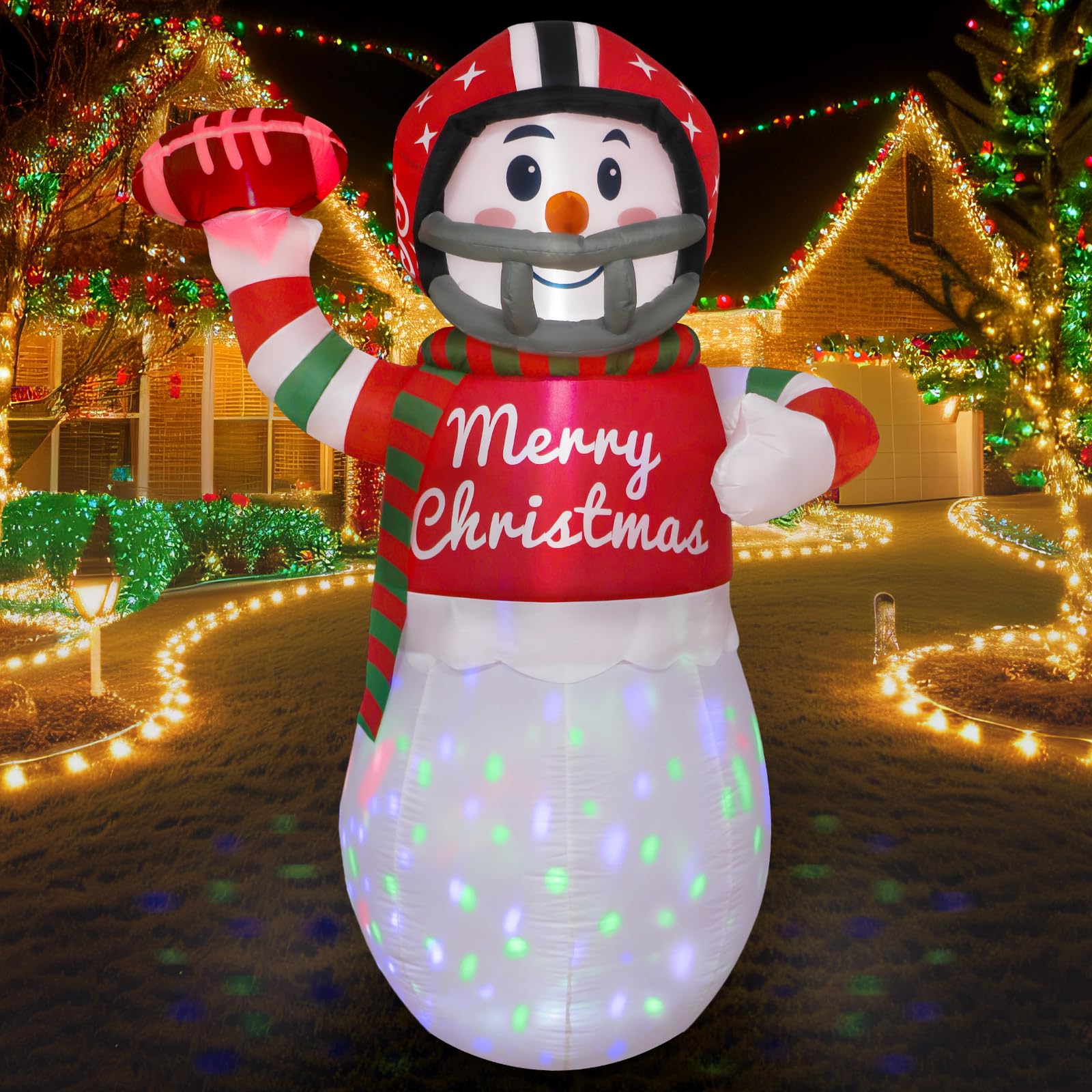 Amazon.com: OurWarm 6 FT Christmas Inflatables American Football ...