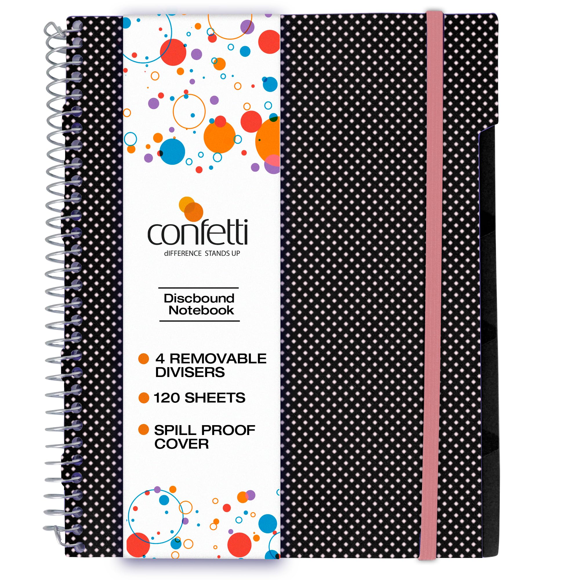 Amazon.com : Confetti Spiral Notebook - 4 Removable Dividers, Spill ...
