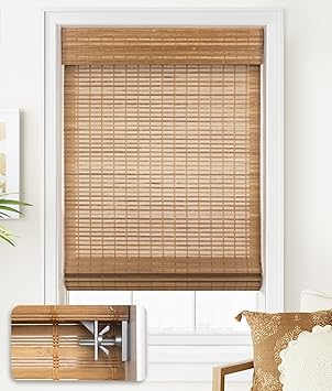 Amazon.com: LazBlinds No Tools No Drill Cordless Bamboo Roman Shades ...