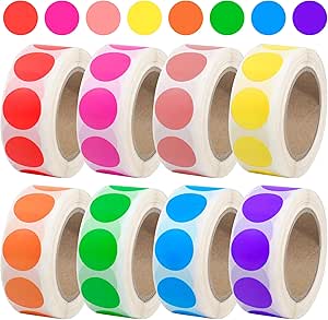 Amazon.com : JMUQ 4000 Piece Colored Dot Stickers, 8 Color Round Coding ...