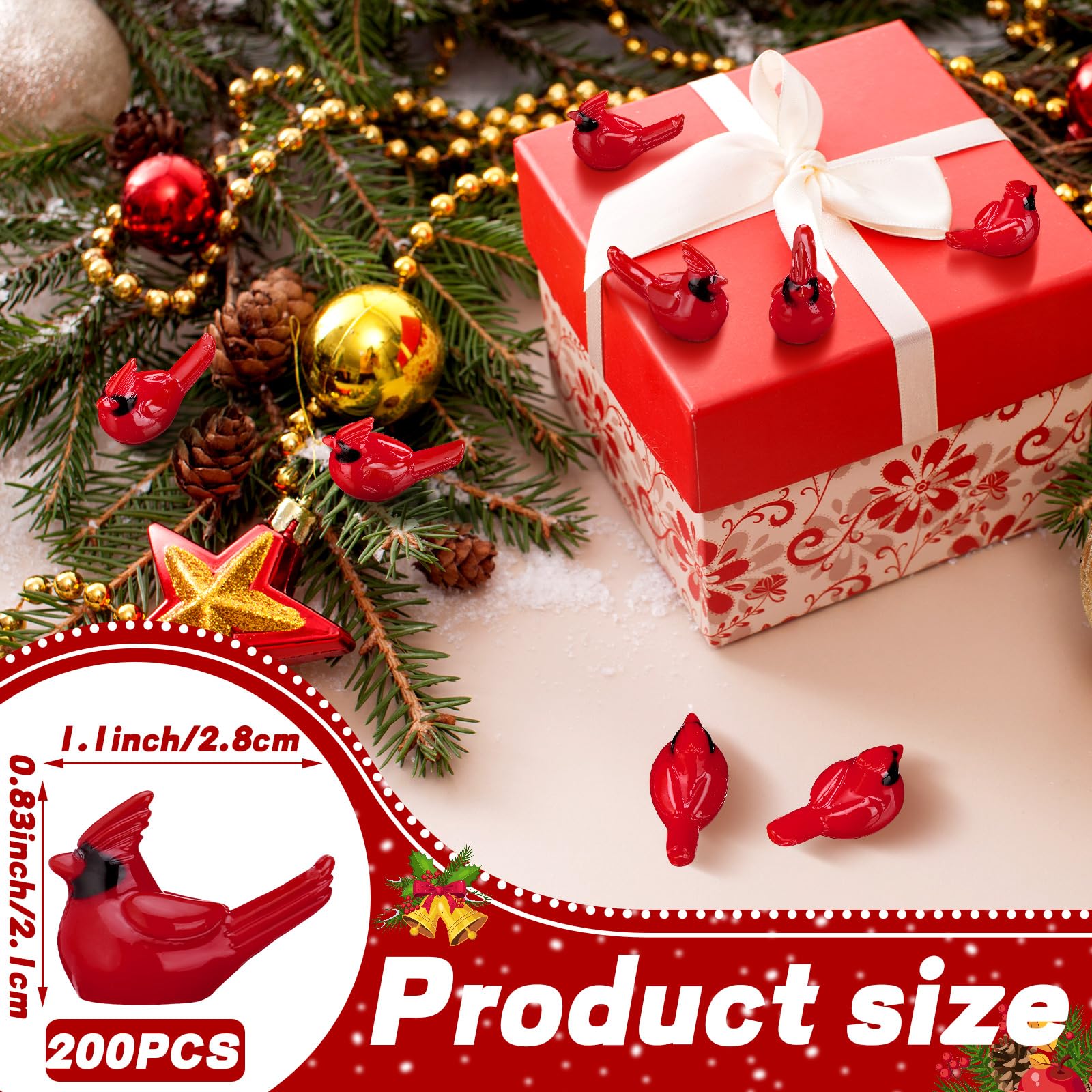 Snapklik.com : 200 Pcs Mini Resin Red Cardinal Bird Figurines Tiny ...