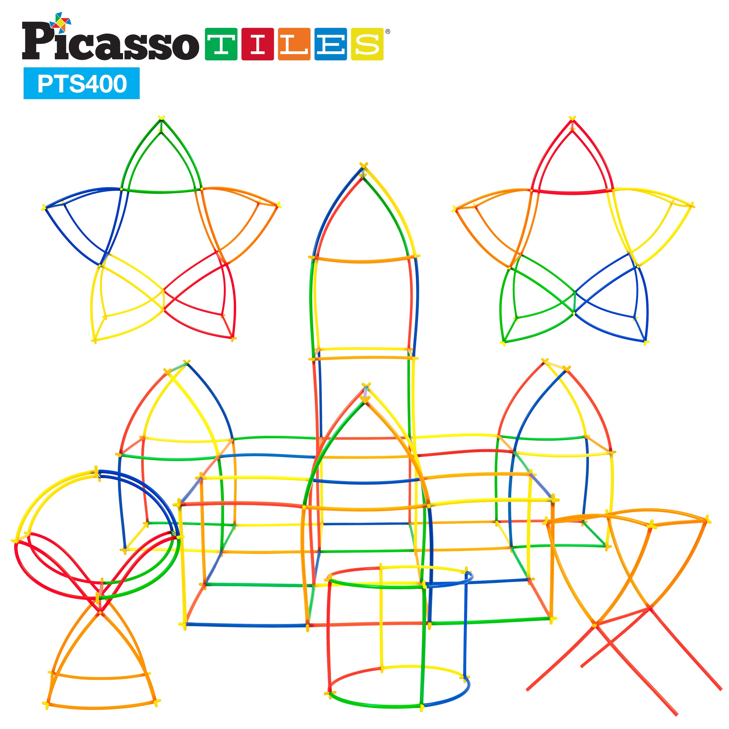 Snapklik.com : 400pc Construction Toy Straw Building Set Children STEM ...