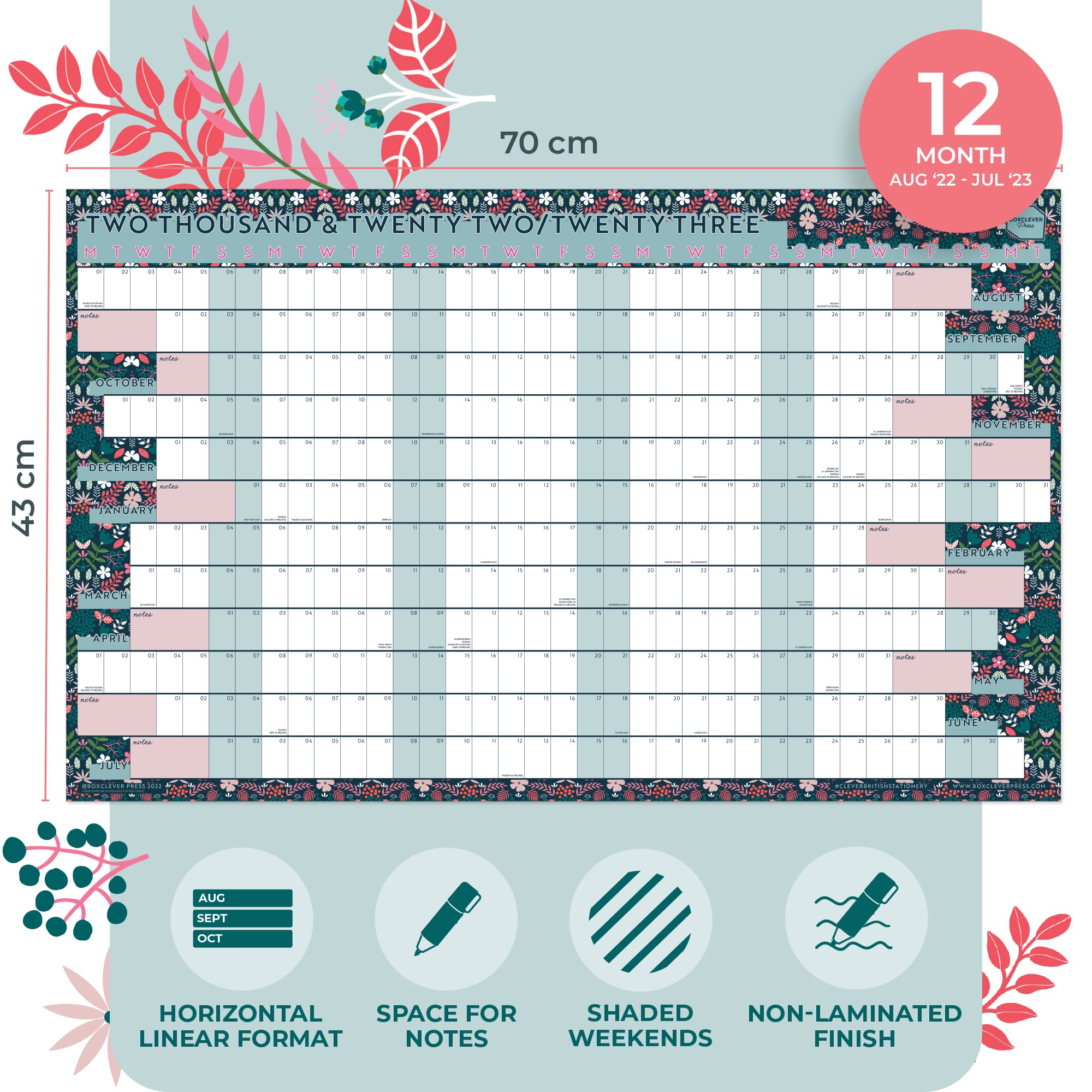 Buy Boxclever Press Academic Wall Planner 2022-2023 (Linear Layout ...