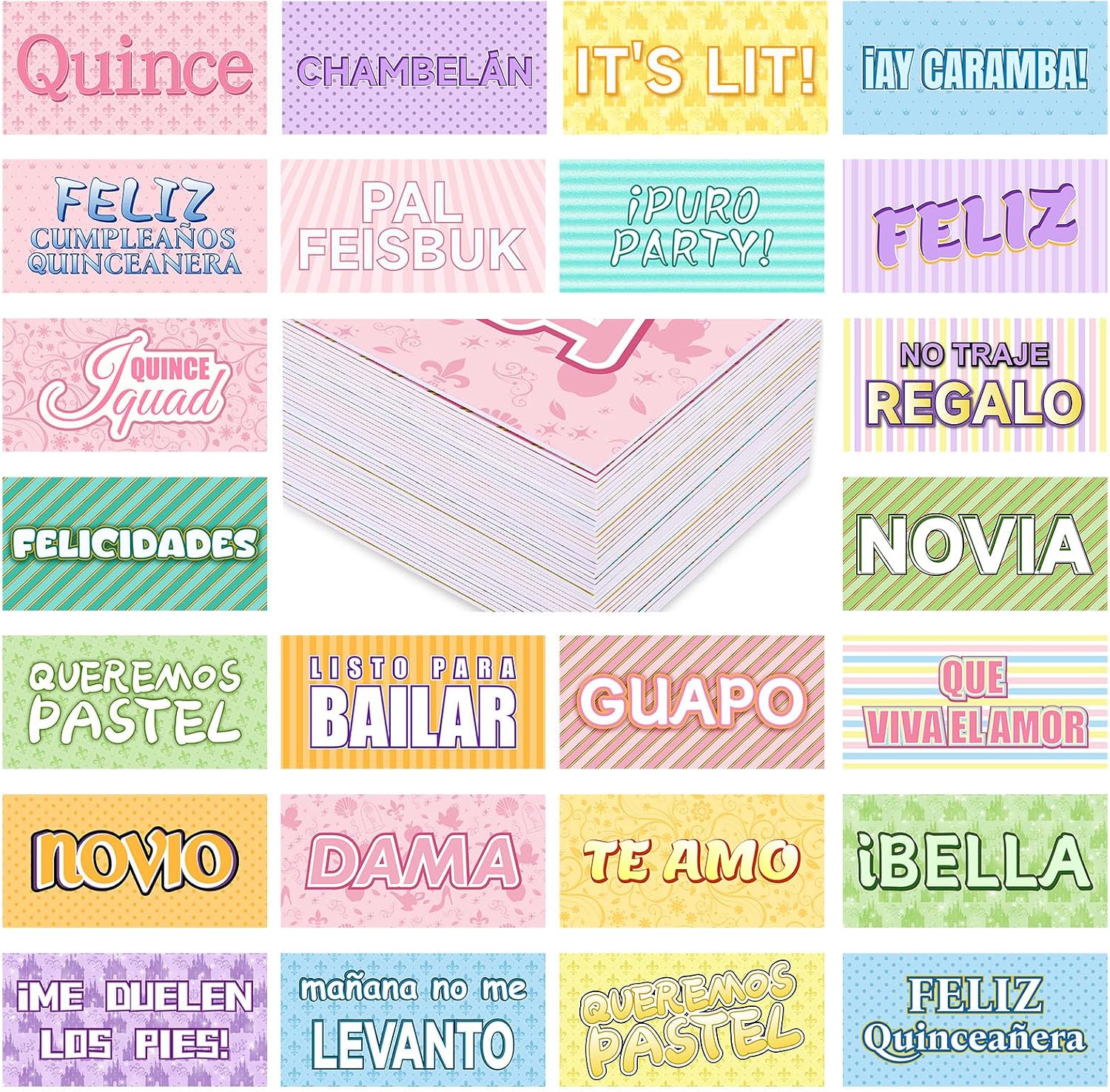 Amazon.com: 24 Designs Spanish Quinceanera Photo Booth Props 15th ...