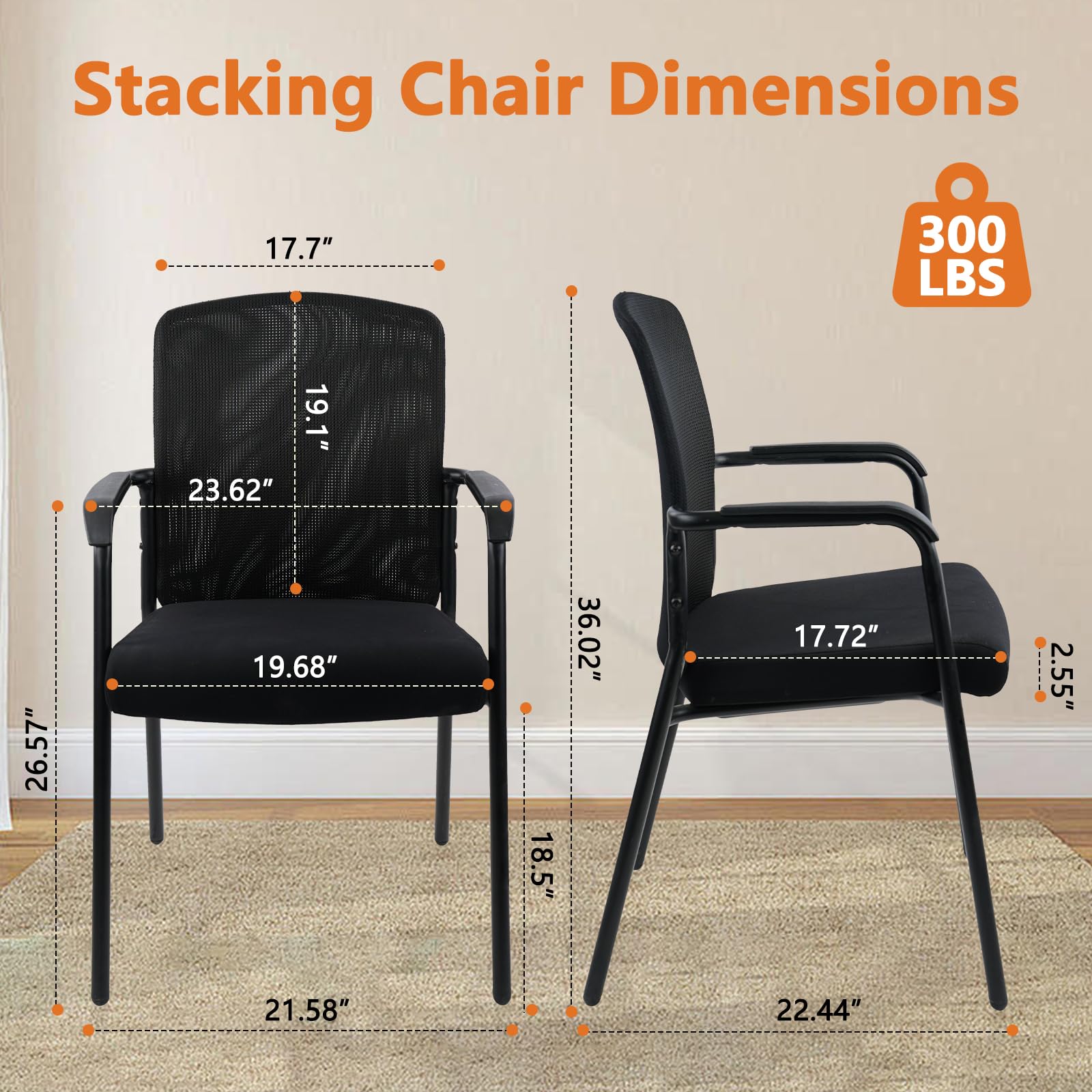 Snapklik.com : CLATINA Mesh Back Stacking Office Arm Chairs