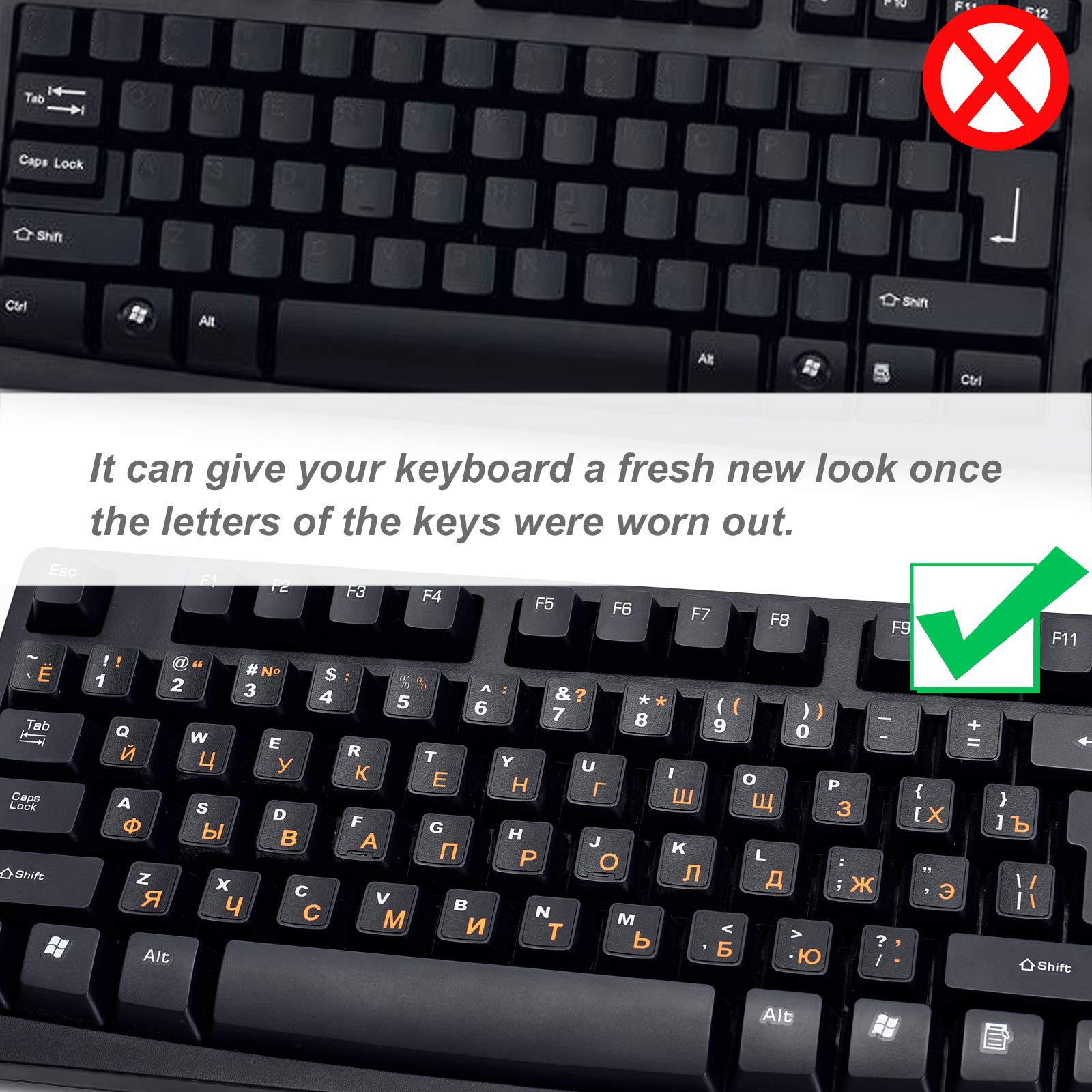 Buy MOSISO 2 Packs Universal Russian Keyboard Stickers, Full Set of ...