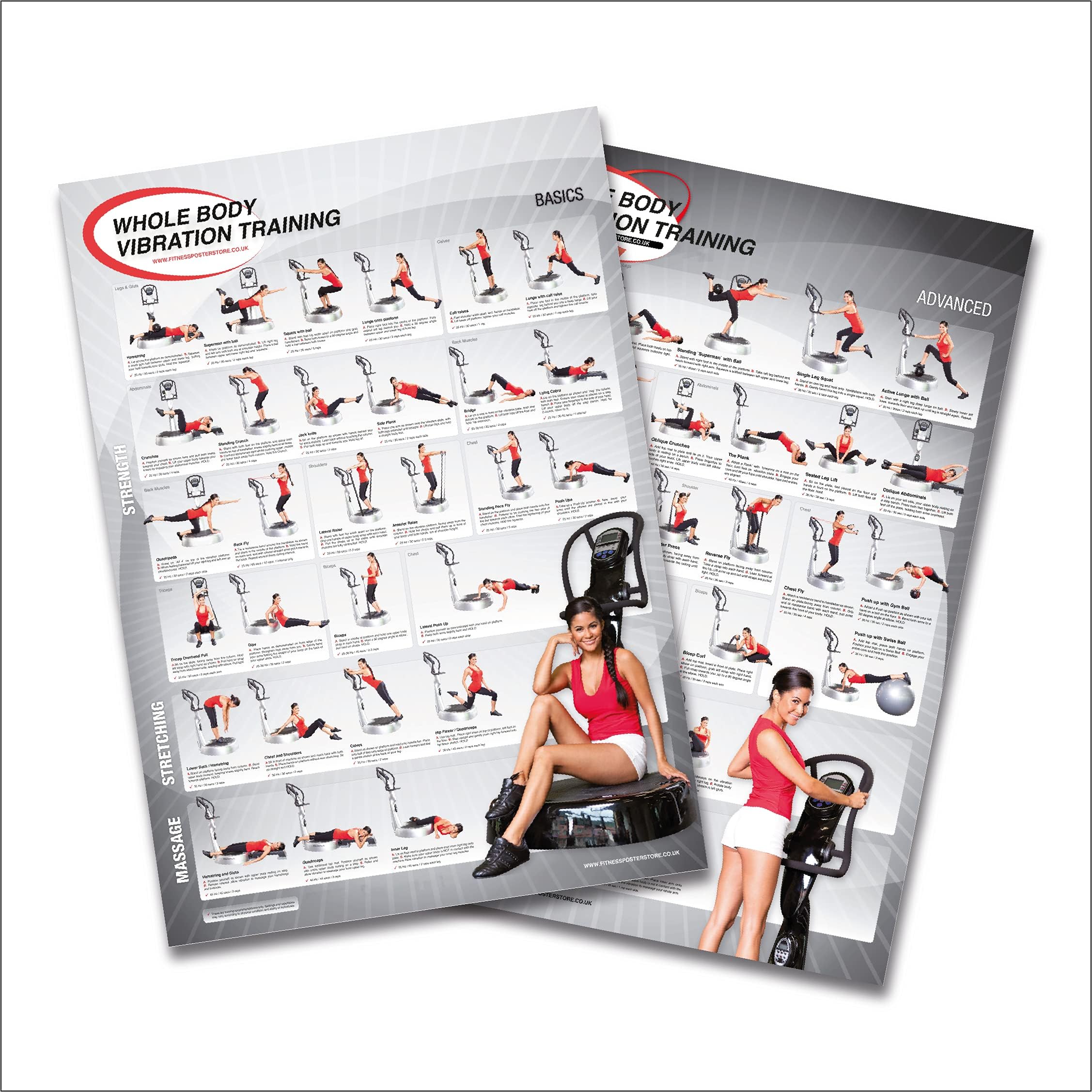 POWRX Complete Whole Body Vibration Training Charts, 60 Exercises, 3 ...