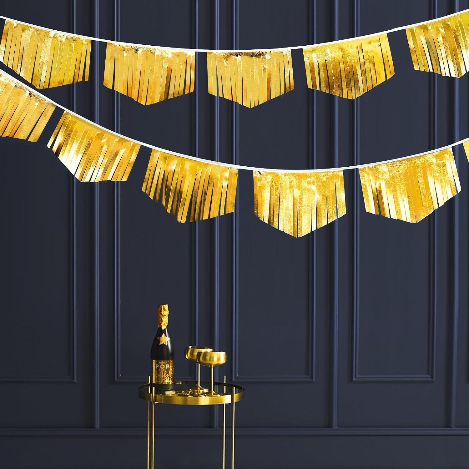 Amazon.com: Gold Tassel Banner Double Sided Metallic Fabric Pennant ...