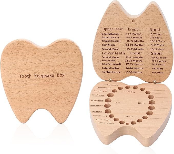 Amazon.com: Tooth Fairy Box – Natural Beechwood Tooth Keepsake Box w ...