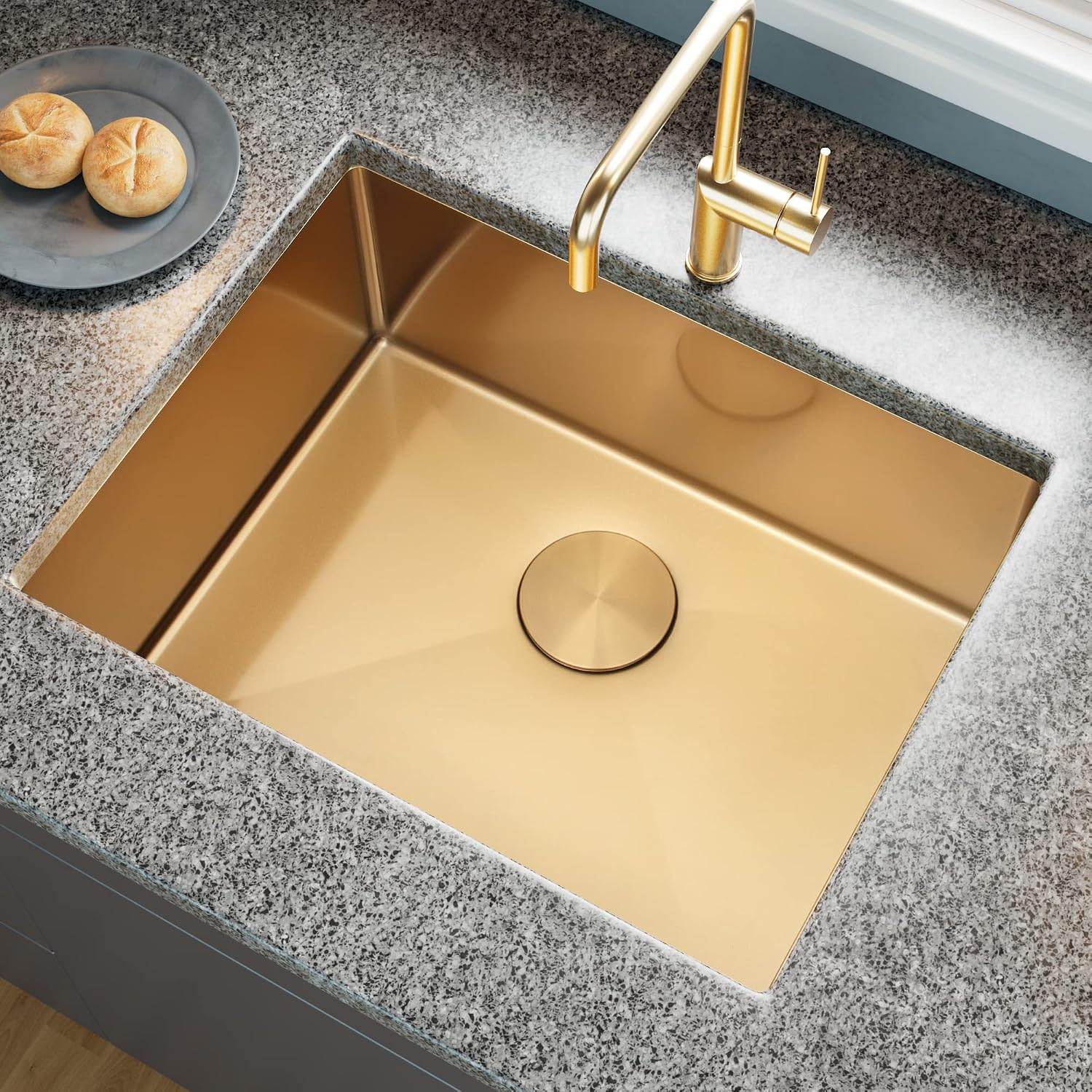 Amazon.com: Lonsince Gold Kitchen Sink,Undermount Kitchen Sinks,23 X 18 ...