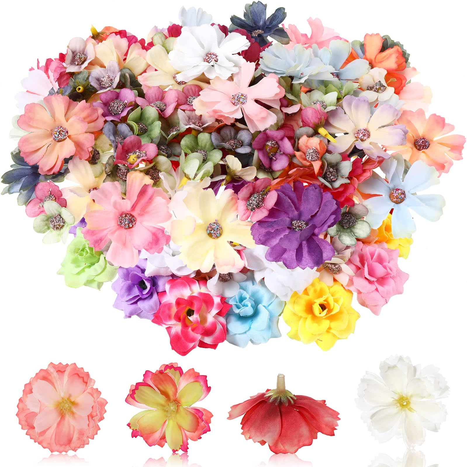 Amazon.com: CÉLLOT 100 Pieces Soft Mini Daisy Flowers 2 Inch Small ...
