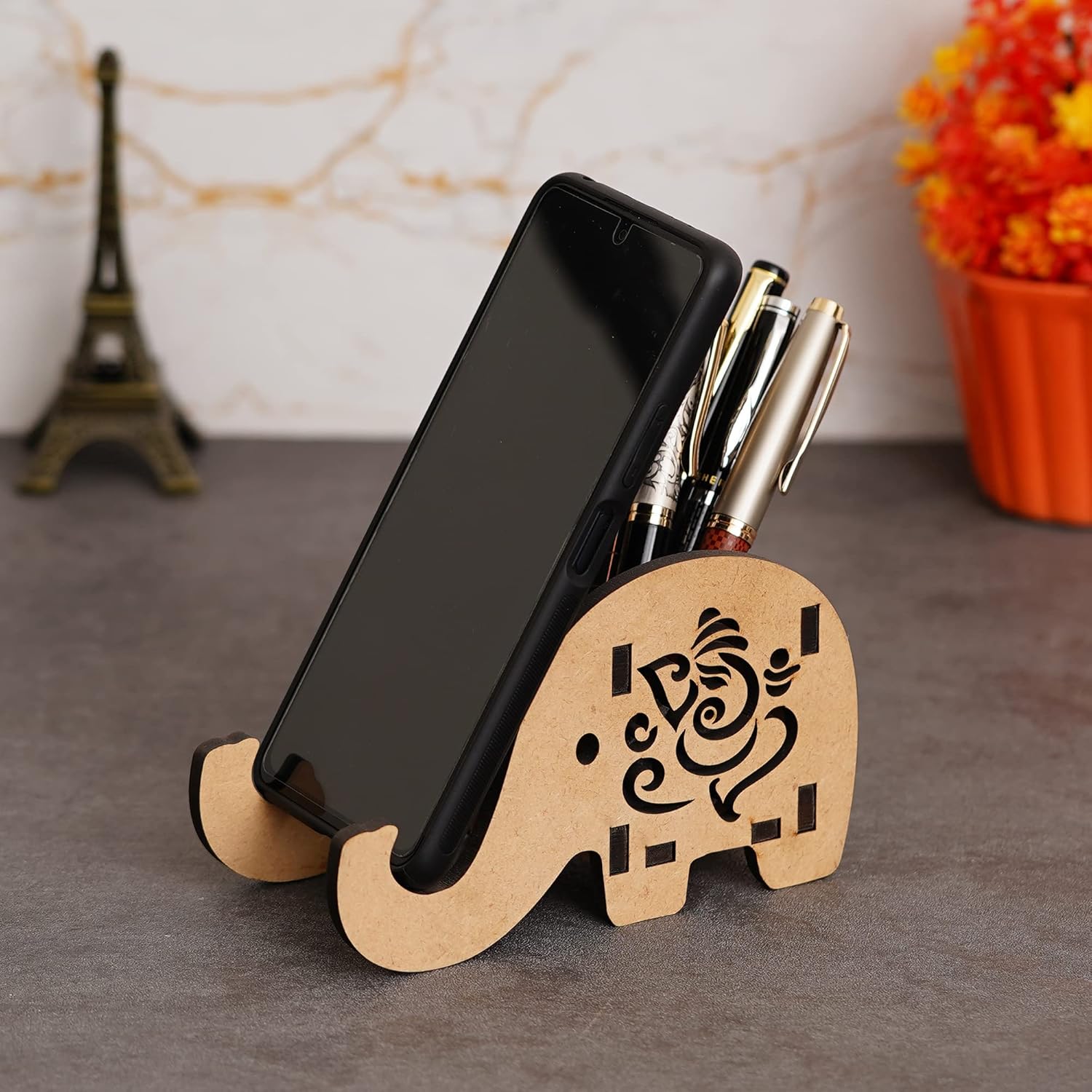 SHREE RAM IMPEX Cell Phone Stand Wood Made Elephant Phone Stand for ...