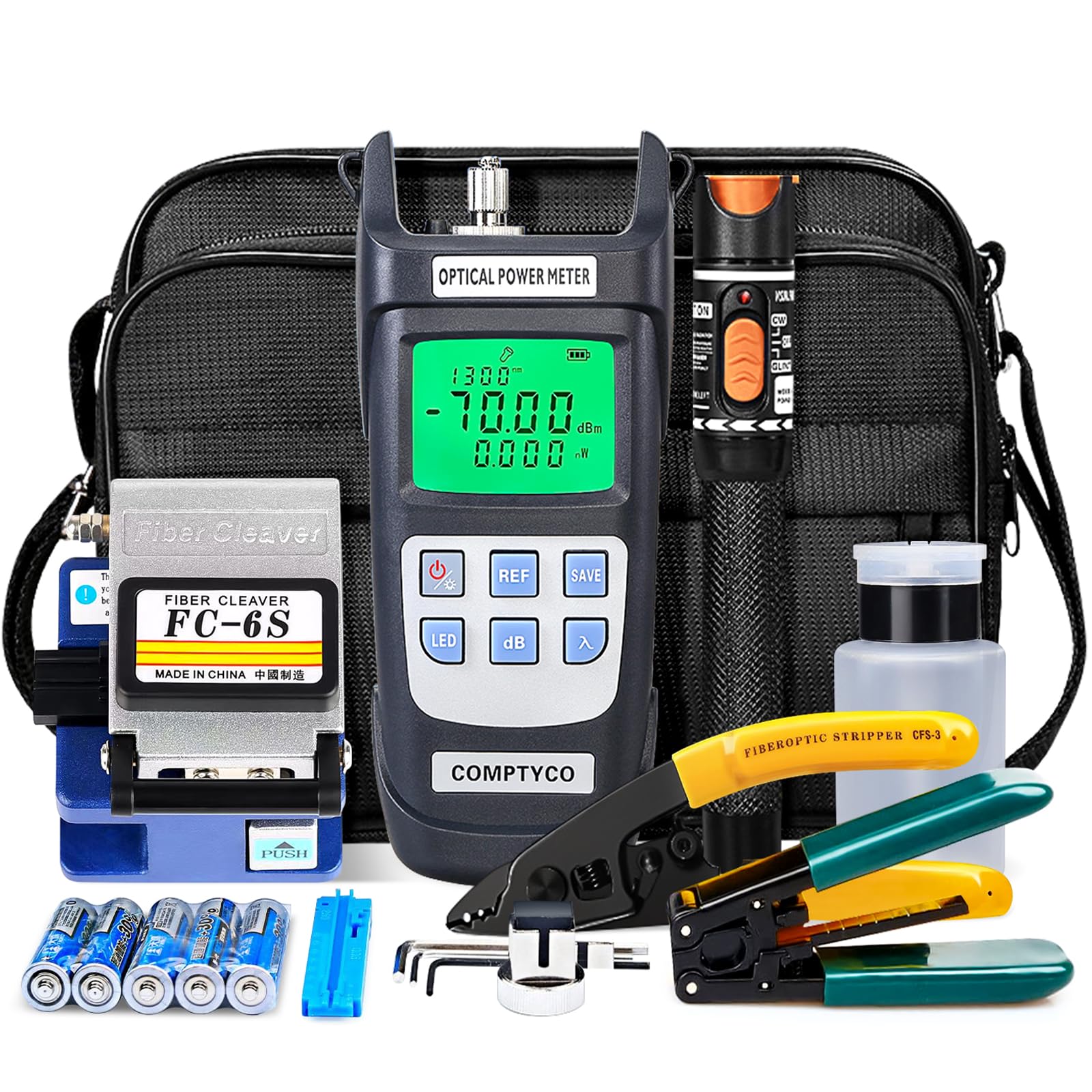 Buy Fiber Optic Termination Tool Kit - 9 in 1 Assembly FTTH tool kit with FC-6S Cleaver Optical ...