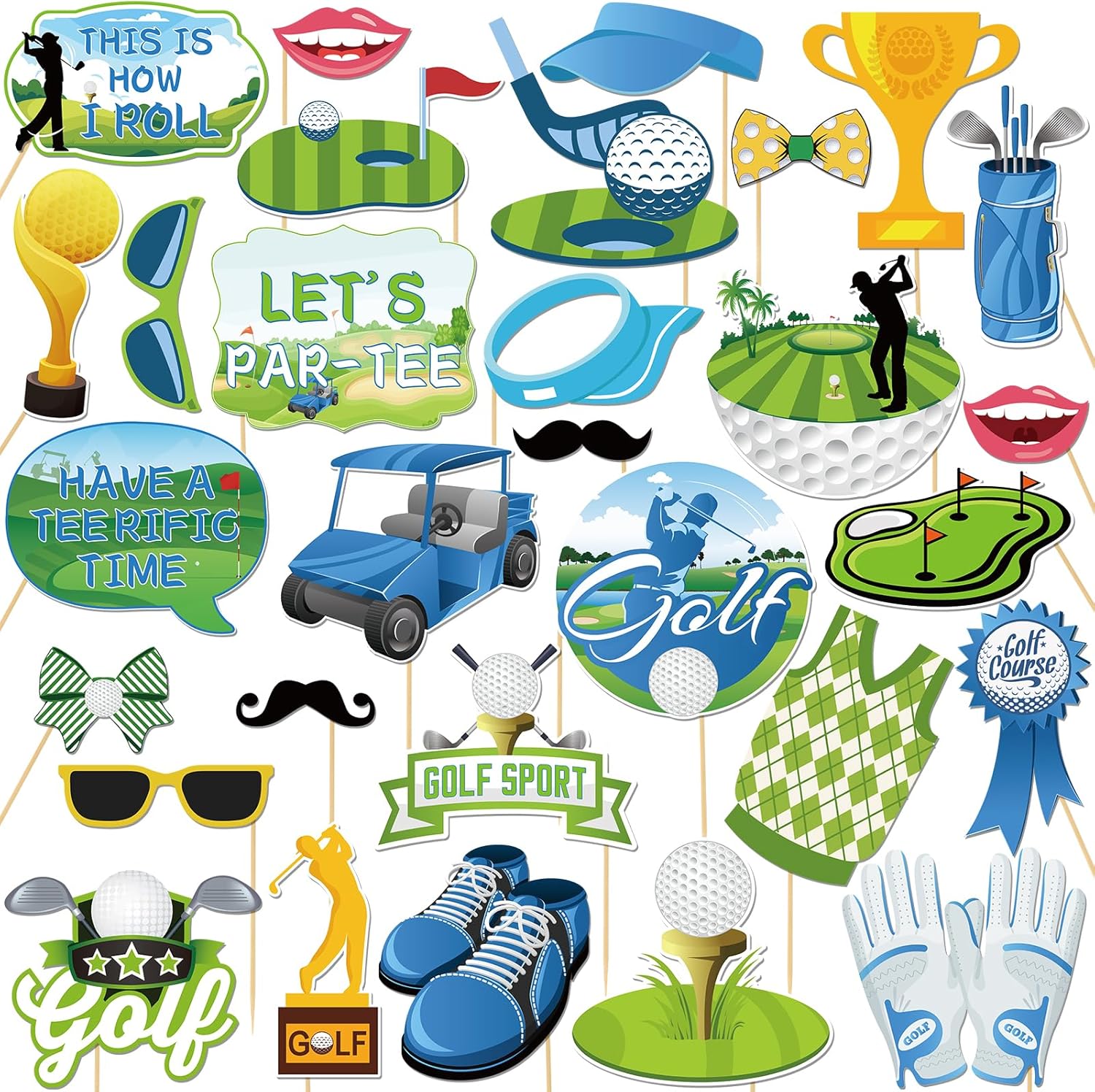 Amazon.com: 30Pcs Golf Photo Booth Props Kit, Sport Themed Golf ...