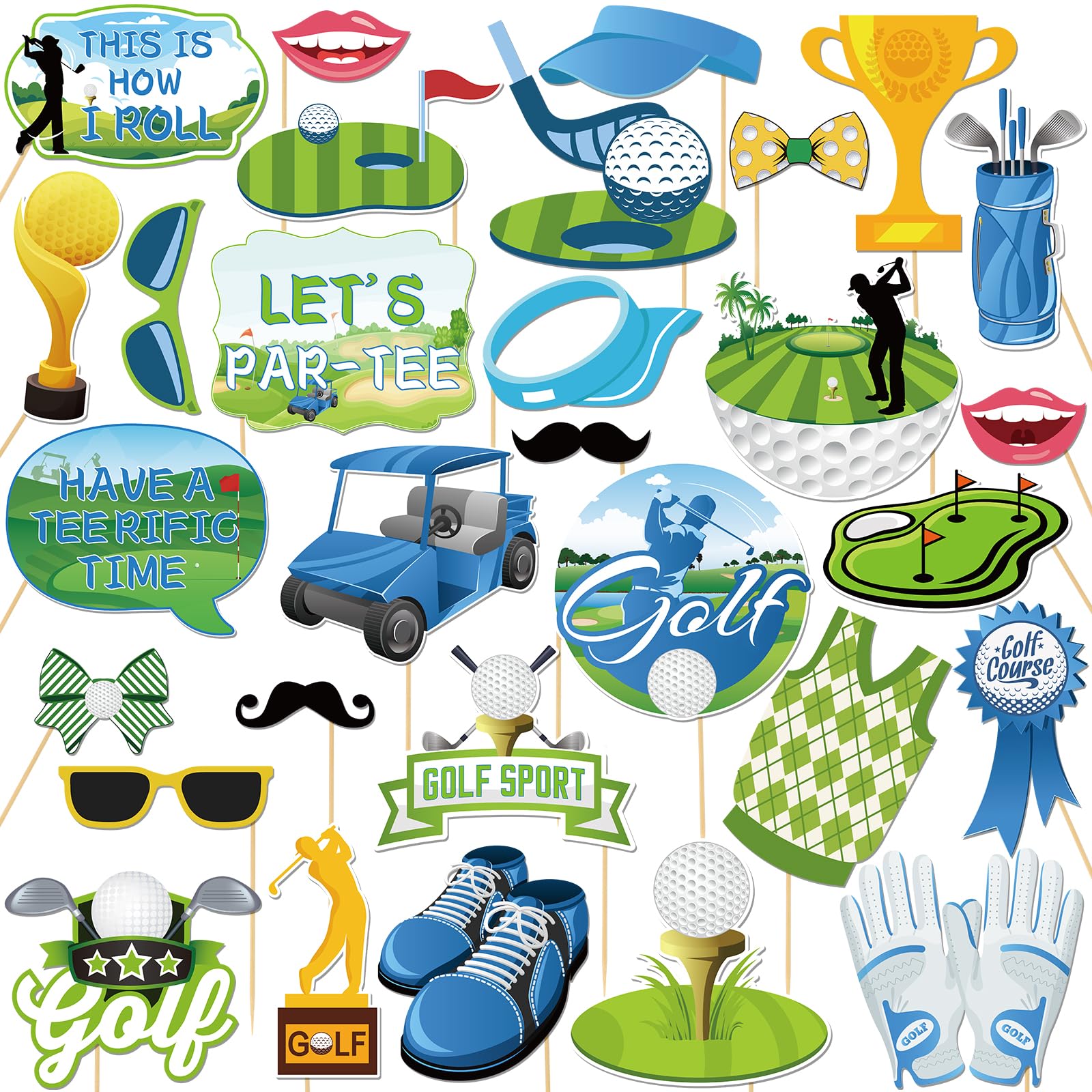 Amazon.com: 30Pcs Golf Photo Booth Props Kit, Sport Themed Golf ...