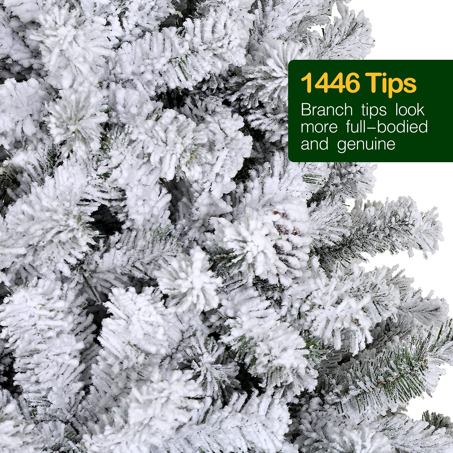 Hykolity 7.5 ft Snow Flocked Artificial Christmas Tree w/Pine Cones ...