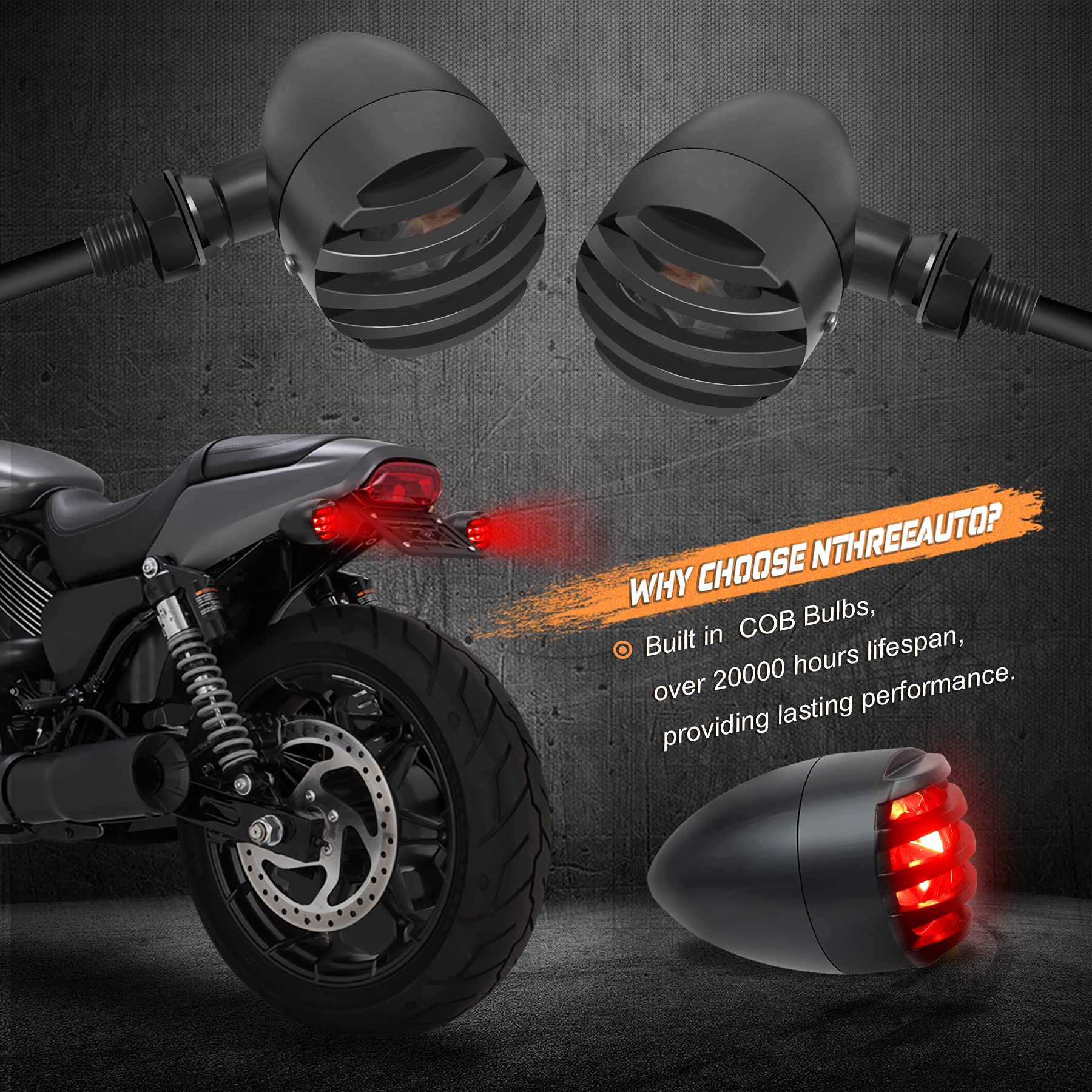 Snapklik.com : NTHREEAUTO Motorcycle LED Turn Signals Smoked Rear ...