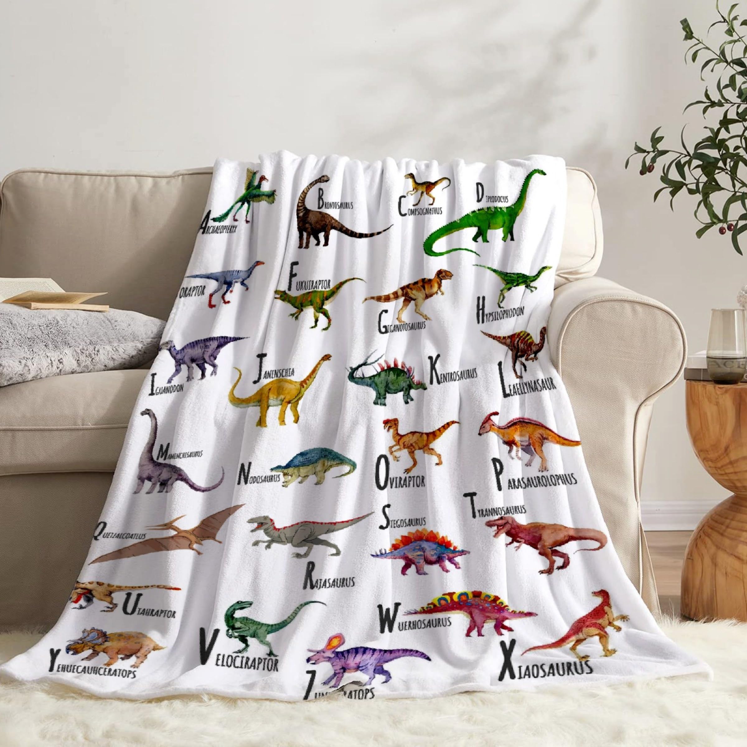 Amazon.com: Todeyya Dinosaurs Alphabet Blanket Gifts- Dinosaurs Blanket ...