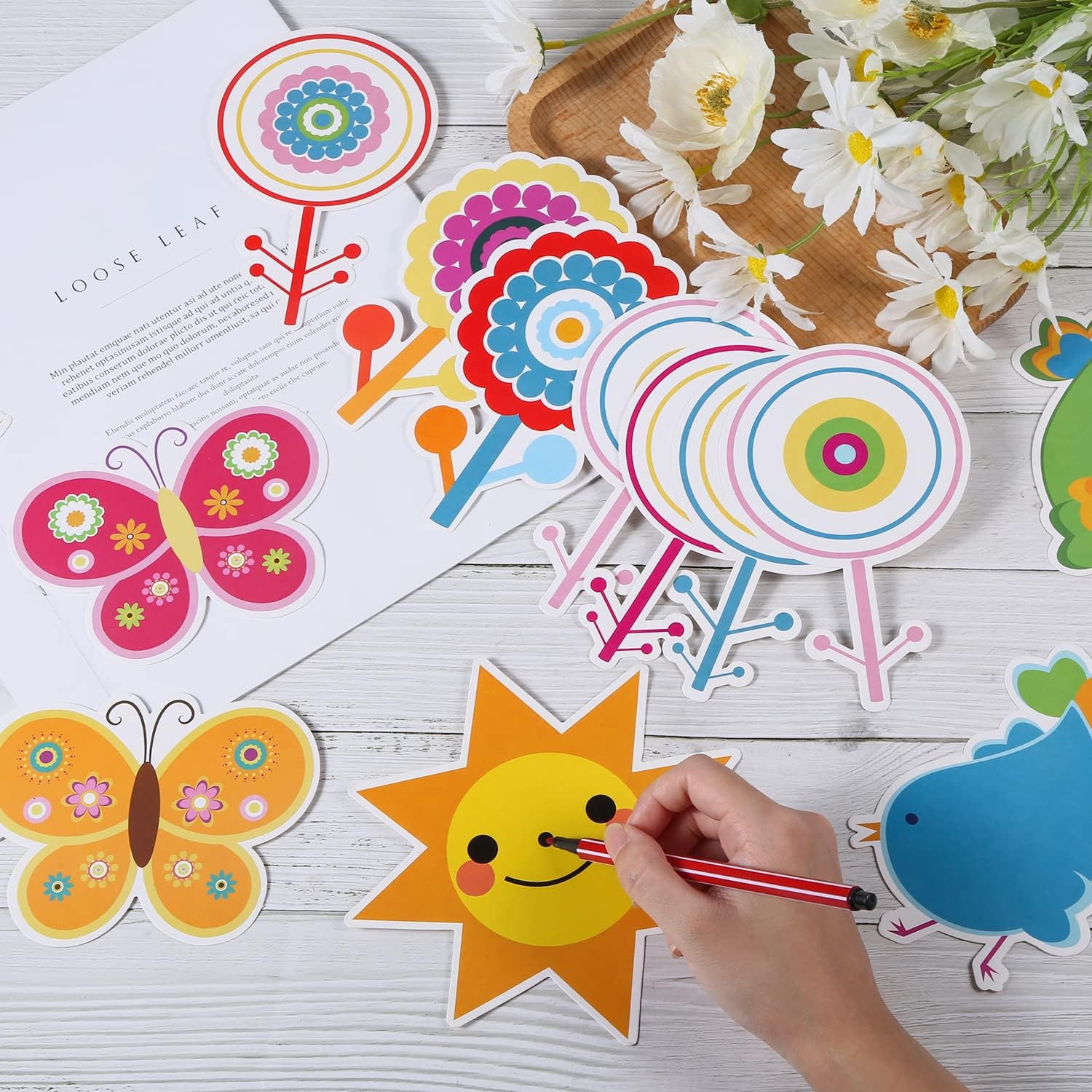 56pcs Spring Cut-Outs, Spring Bulletin Board Decoration Floral Cut Outs ...