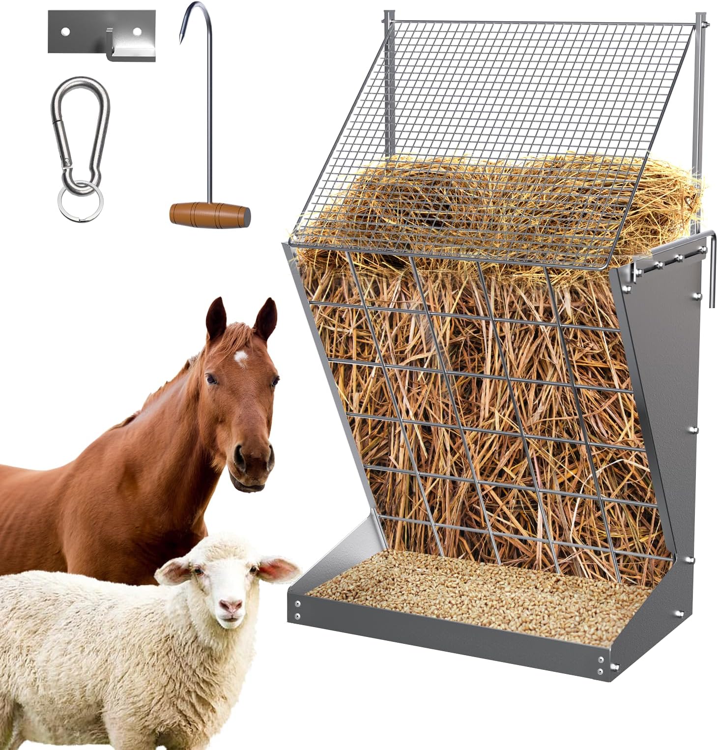 Amazon.com: Wall Mount Hay Rack, 19 Gallons Heavy Duty Galvanized Wall ...