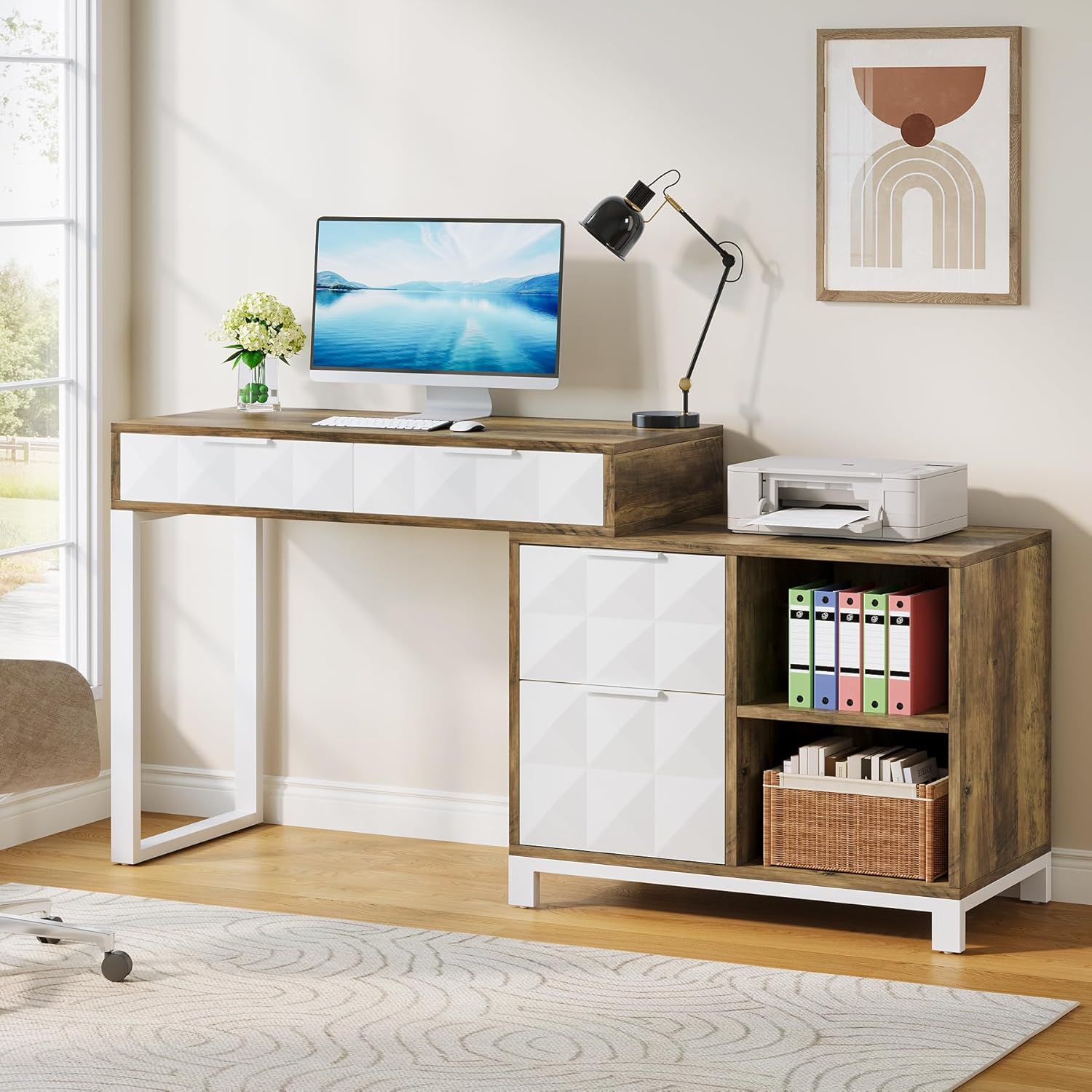 Amazon.com: Tribesigns Computer Desk with File Drawer Cabinet ...