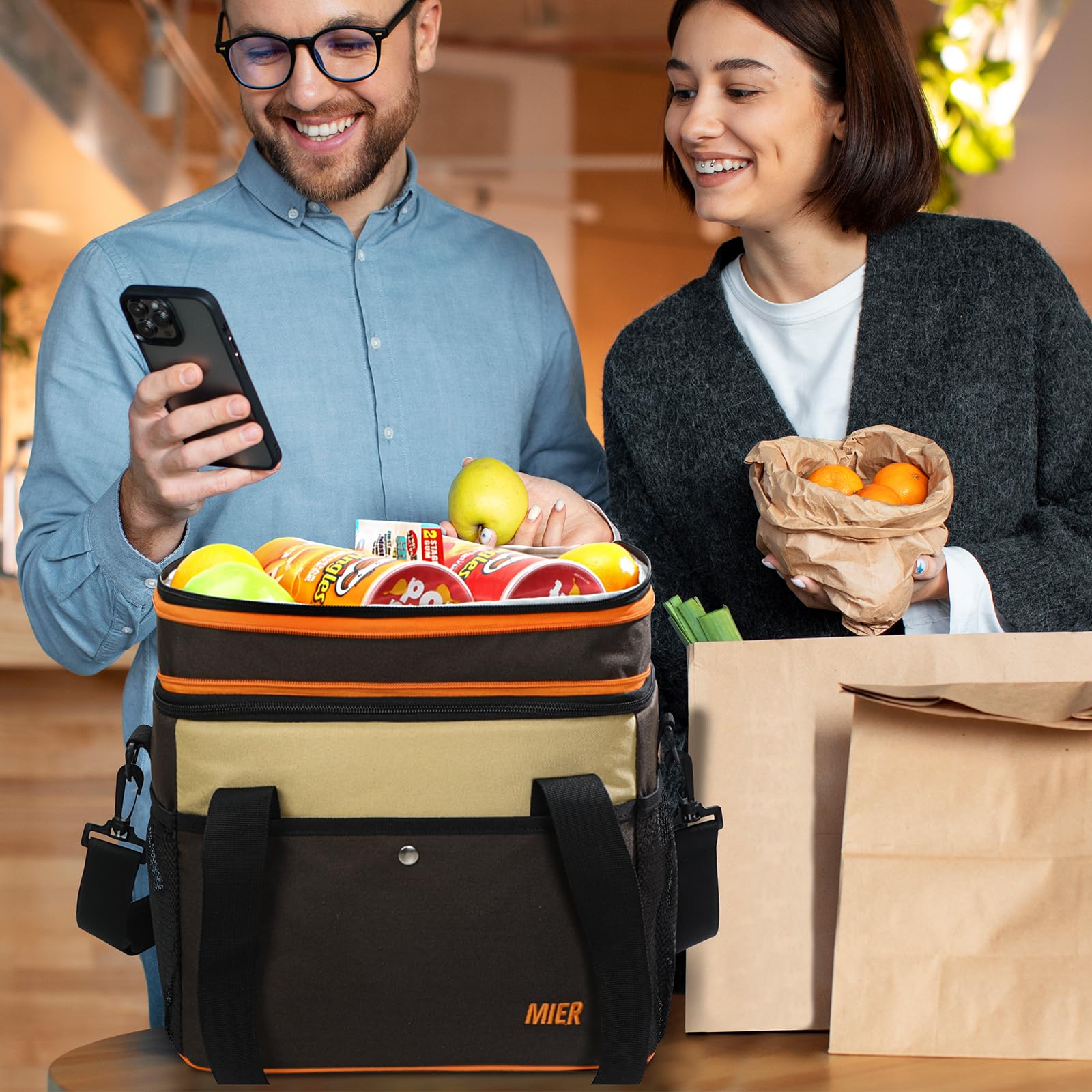 Snapklik.com : MIER Expandable 24L Lunch Bag Double Layer Insulated ...