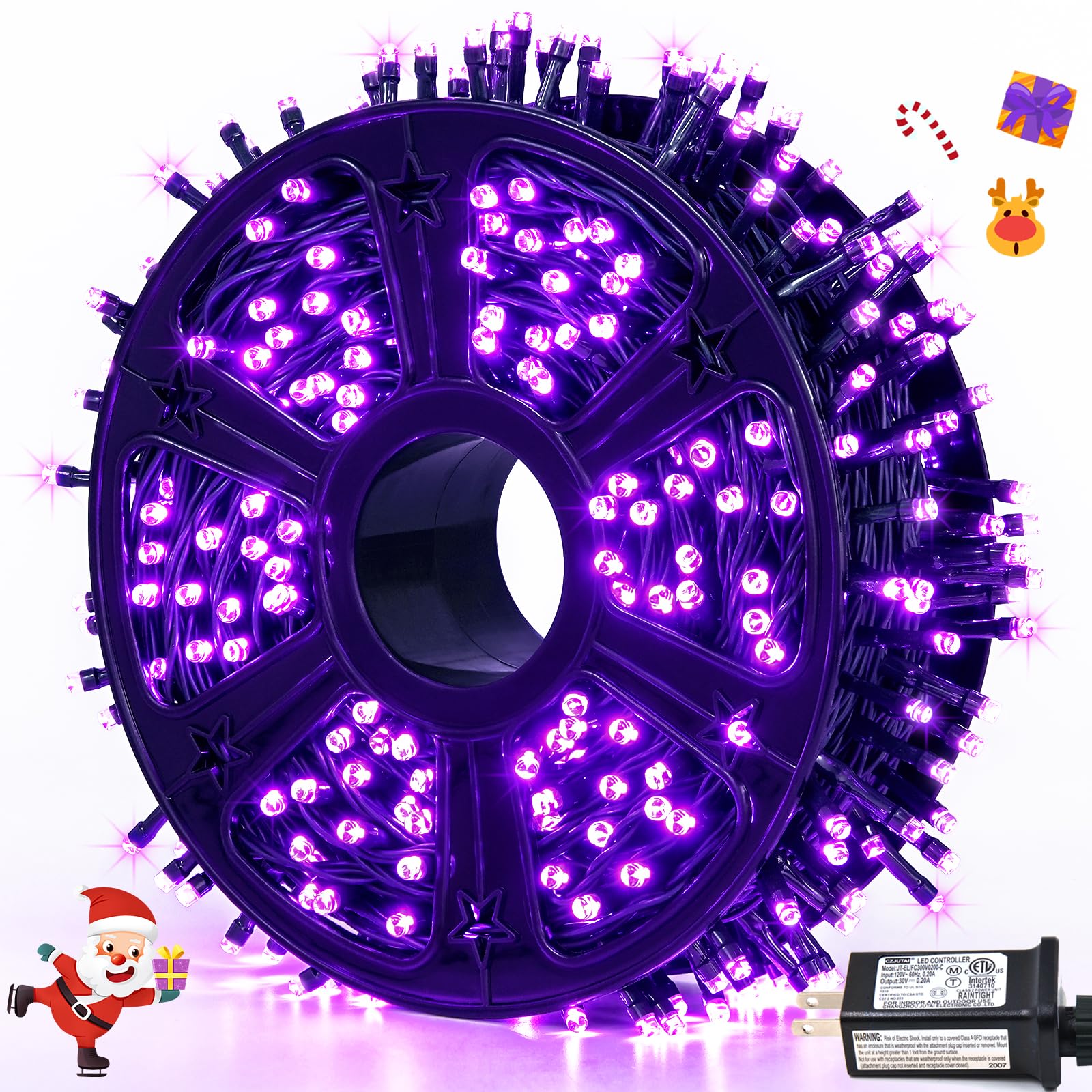 JMEXSUSS 500 LED Purple Christmas Lights, 173ft 8 Modes Christmas ...