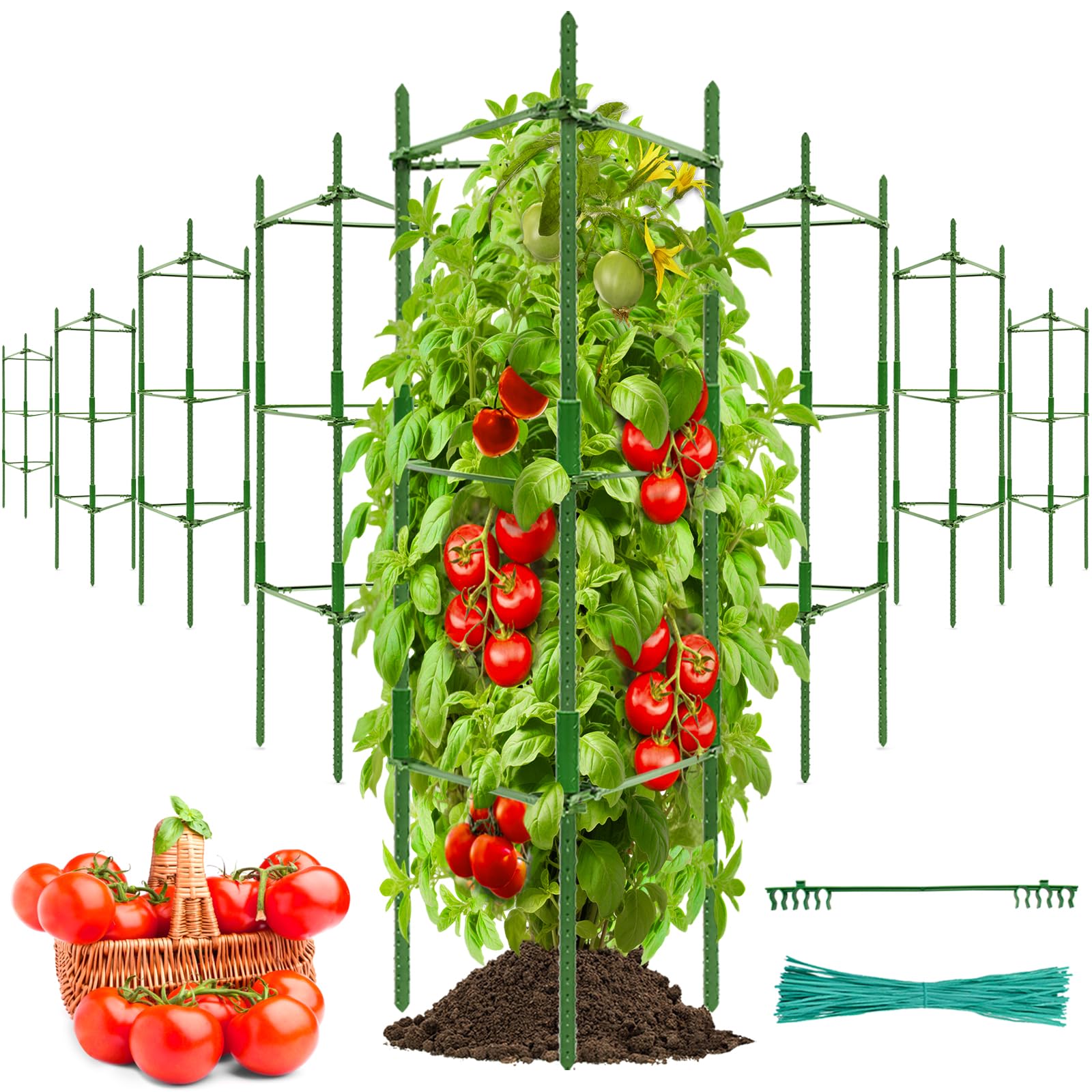 Snapklik.com : Halatool 8 Pack Tomato Cages For Garden, Up To 48in(4FT ...