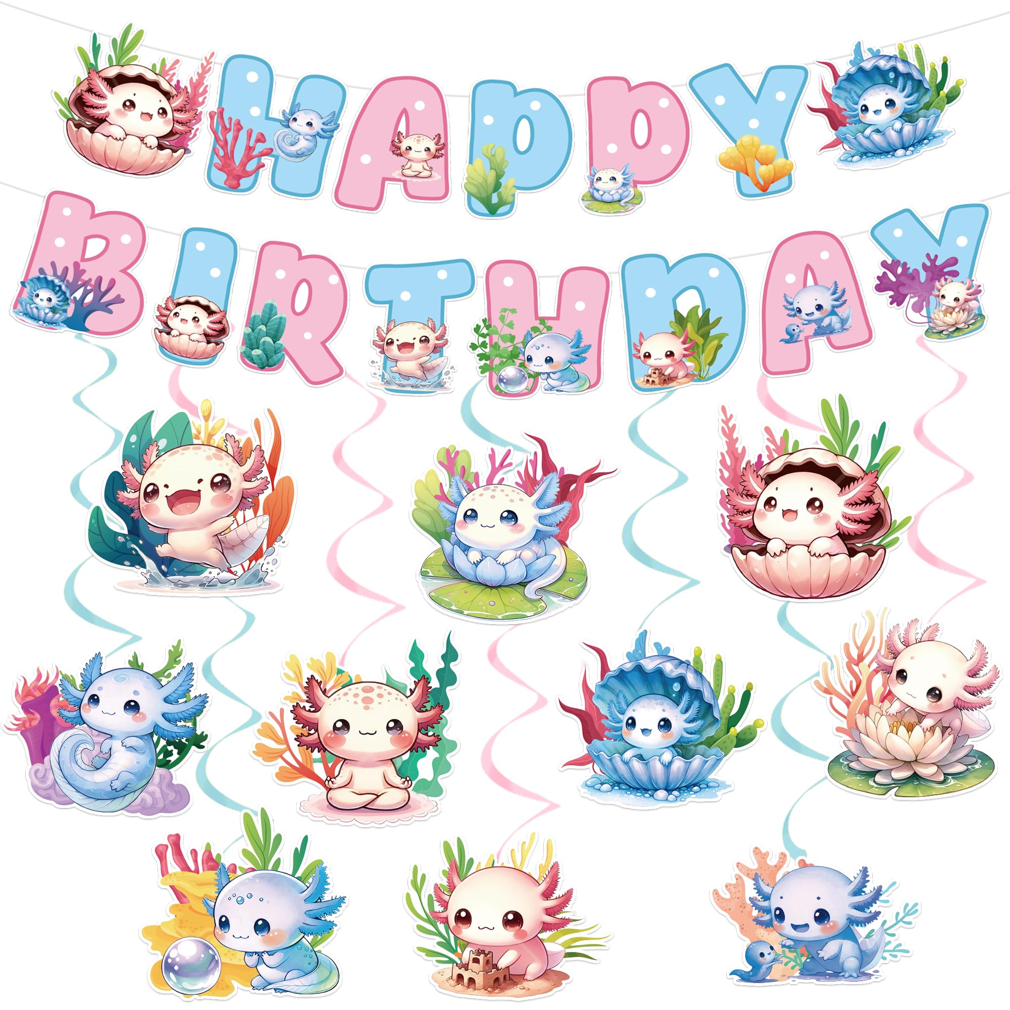 Axolotl Balloon Axolotl Party Banners Axolotl Welcome Door Sign Axolotl ...