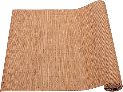 Amazon.com: BambooMN Natural Brown Slat Bamboo Table Runner with Fabric ...