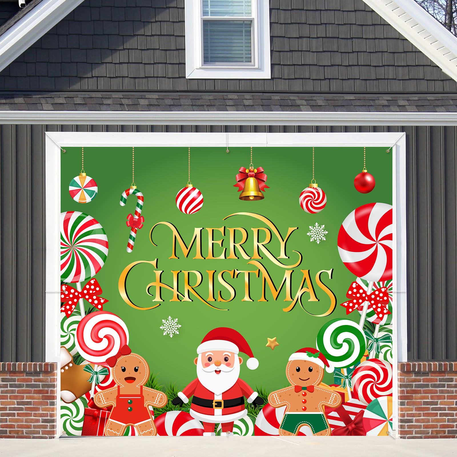 Amazon.com: JOYPRO Christmas Garage Door Banner Decorations 7x8ft ...