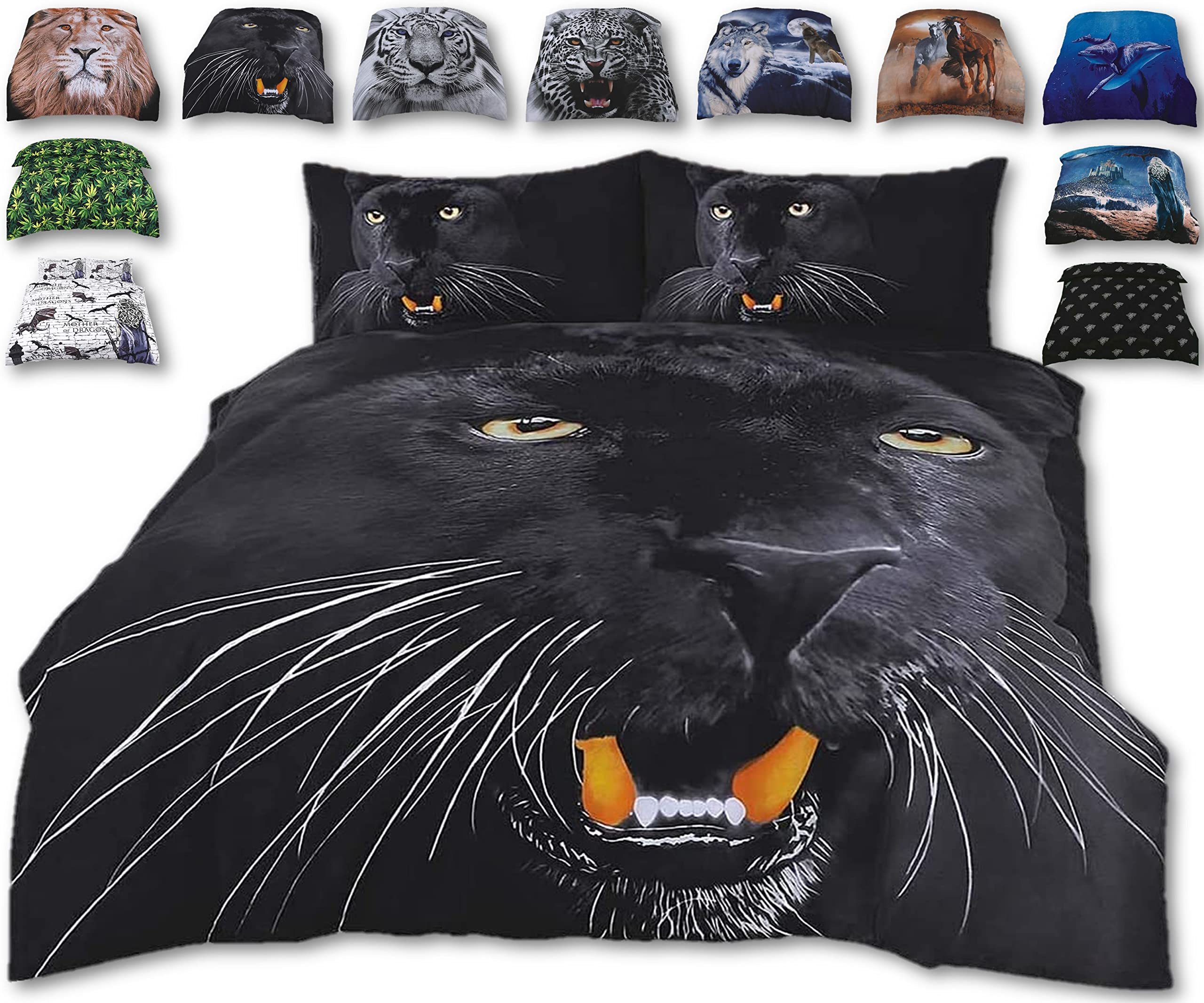 Rare Angry Wild Black Panther Bed Set – 3D Animal Printed KING Beddings ...