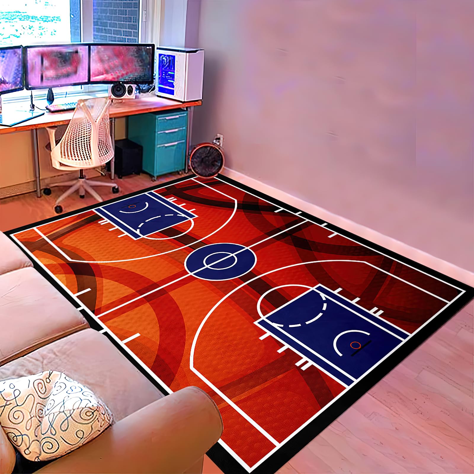Boys Basketball Court Area Rug, Youth Basketball Indoor Non Slip ...