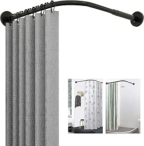 Amazon.com: L Shaped Shower Curtain Rod Curved Shaped Shower Curtain ...
