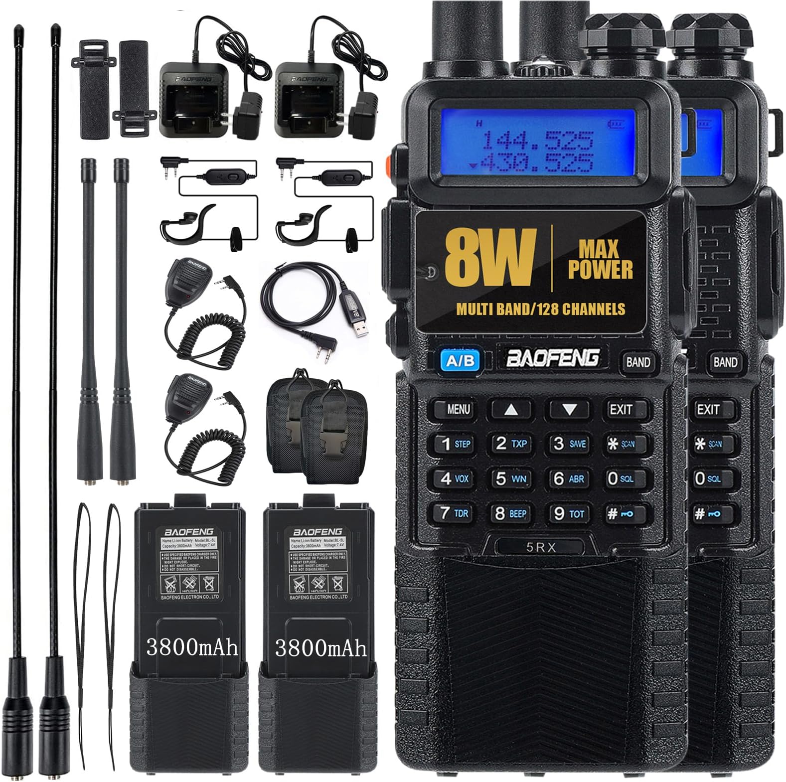 BAOFENG Walkie Talkies Dual Band 144-148MHz 430-450MHz Baofeng UV-5R ...