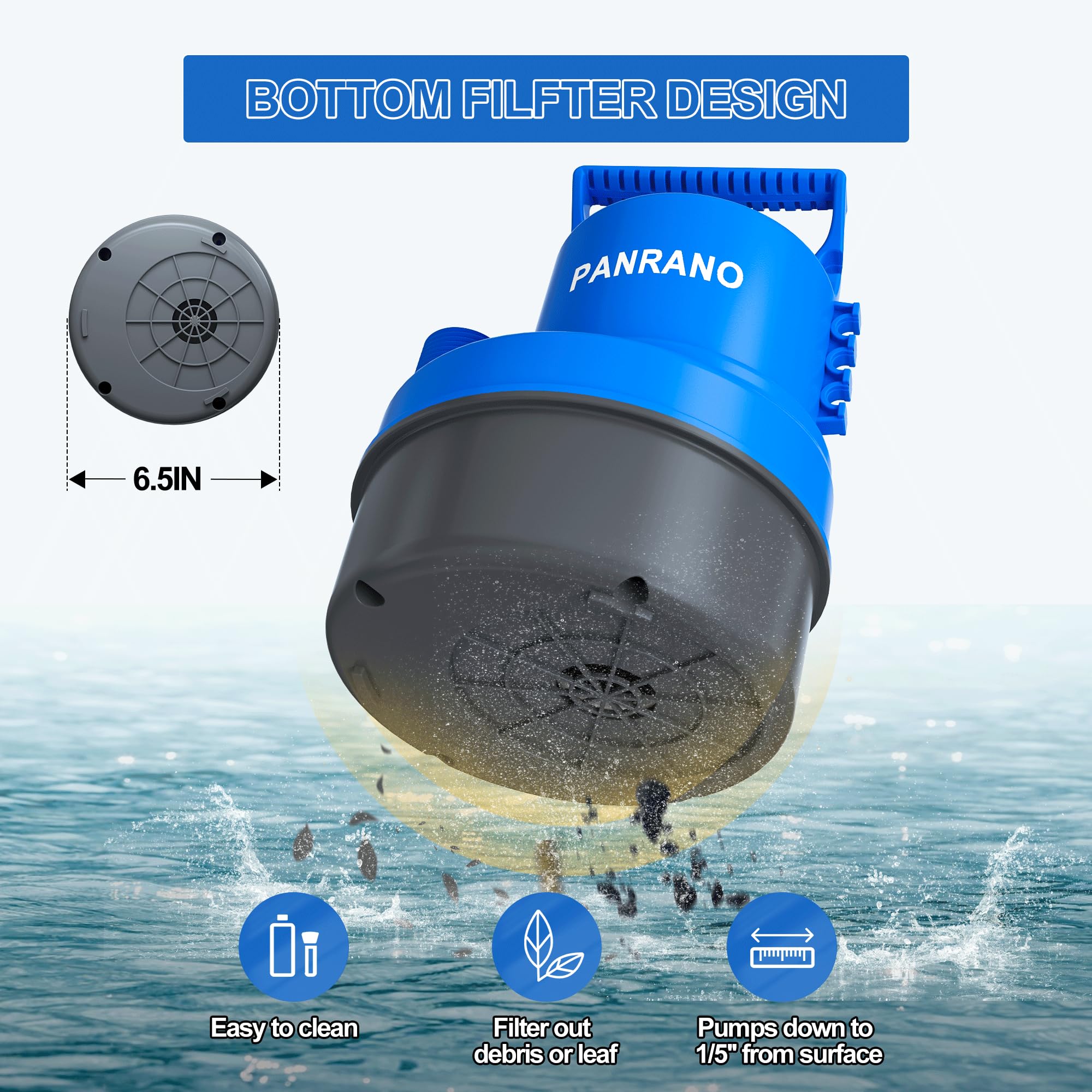Snapklik.com : 1/5HP Portable Utility Pump Submersible Small Sump Pump ...
