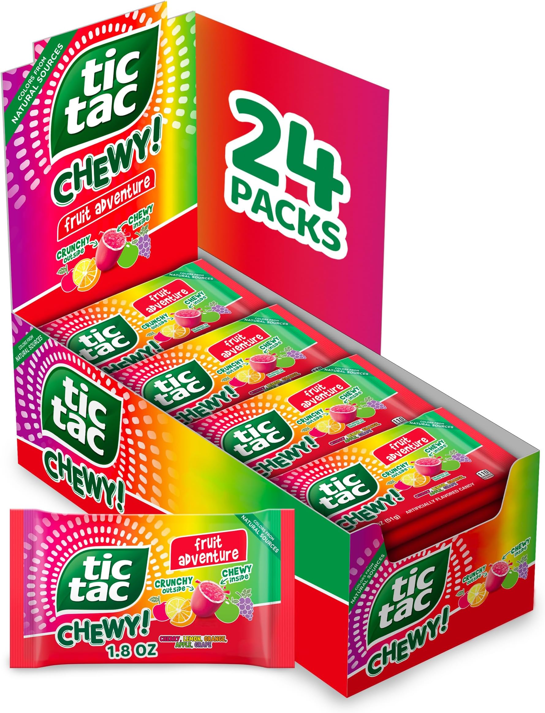 Amazon.com : TIC TAC CHEWY! Fruit Adventure Candy, Bulk 24 Pack, Fruit ...