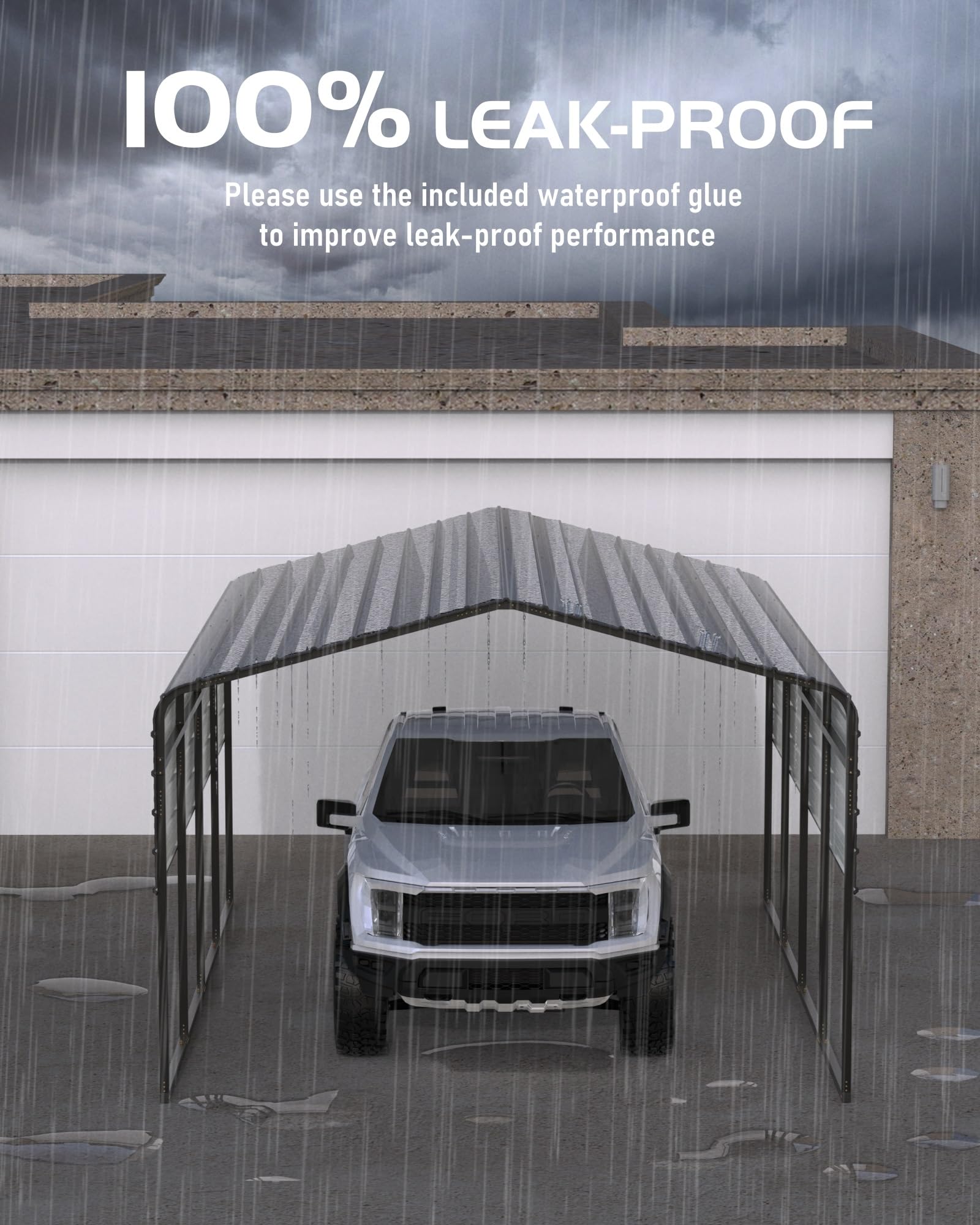 Snapklik.com : KYBOLT 13x 21x 10 Heavy Duty Carport, Oversized Metal Garage