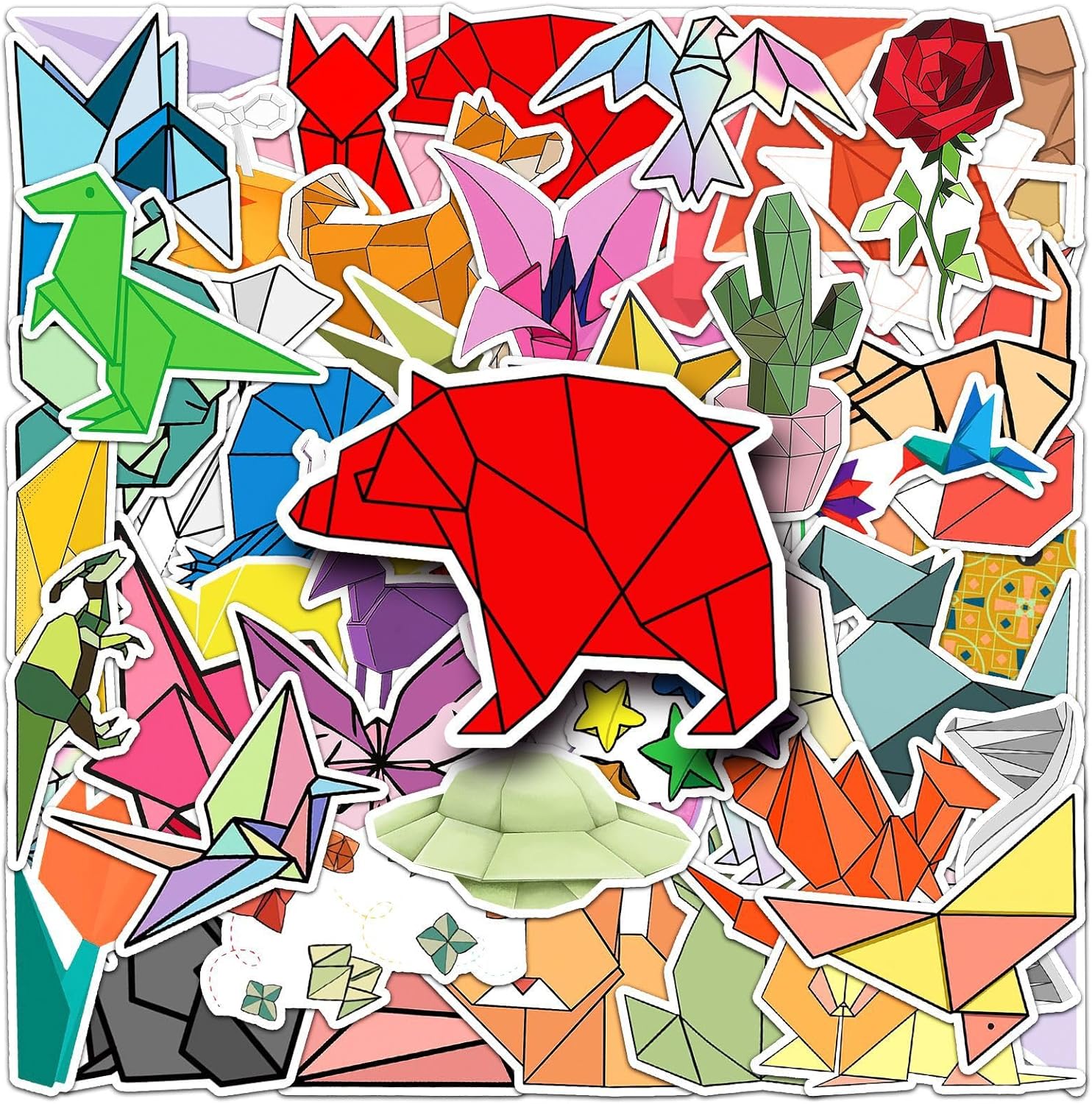 Amazon.com: Paper Folding Stickers 50 Pack Vinyl Laptop Stickers ...