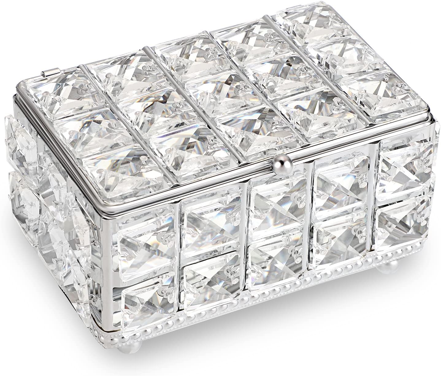 Amazon.com: Hipiwe Crystal Jewelry Box Small Trinket Organizer with Lid ...