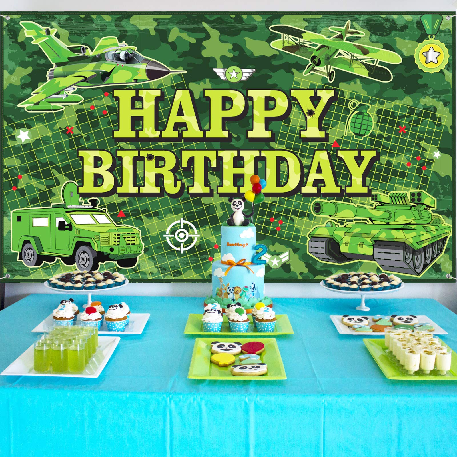 Camouflage Happy Birthday Backdrop Camo Photography Background Banner ...