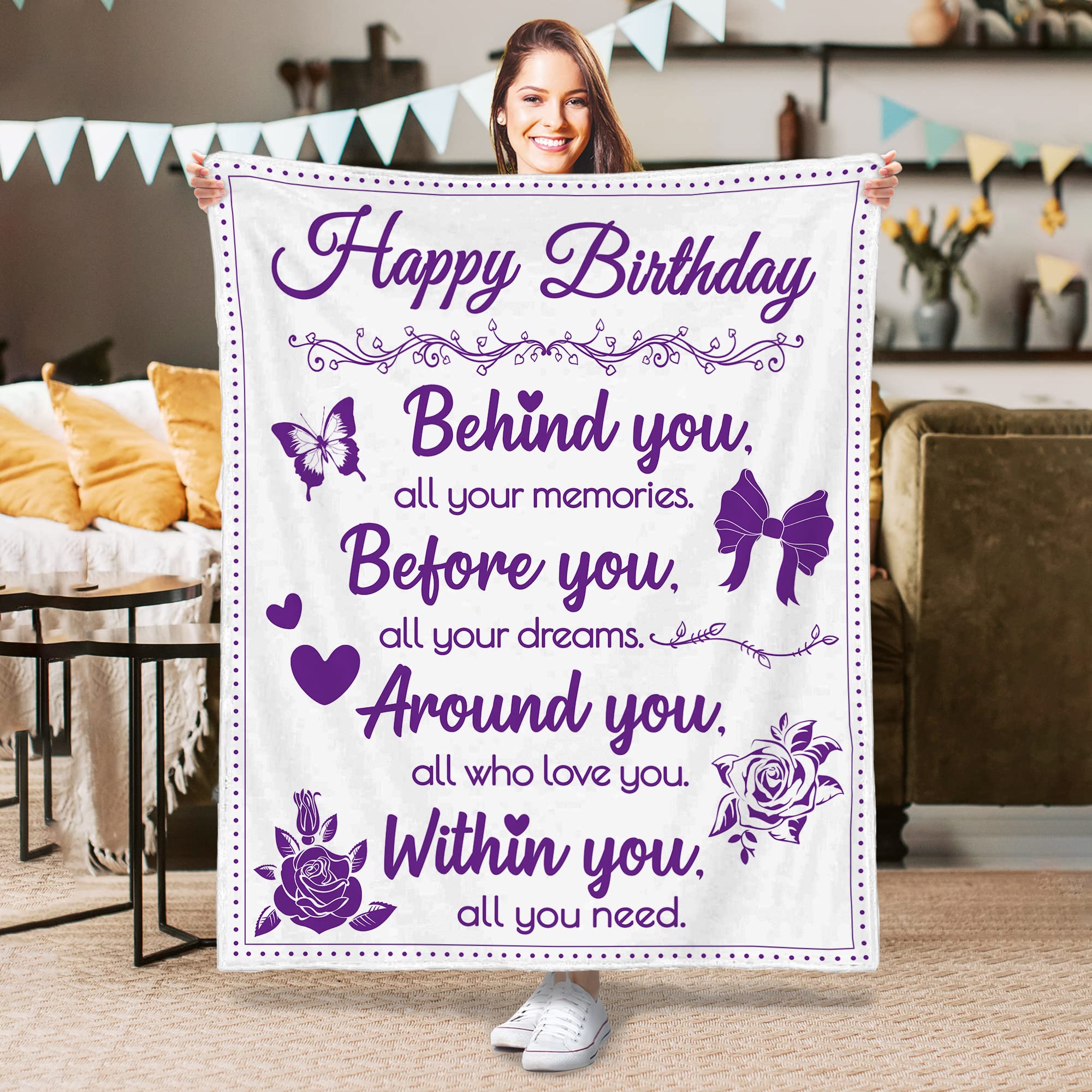 Birthday Gifts for Women - Flannel Sofa Throw Blankets Purple 60"x50 ...