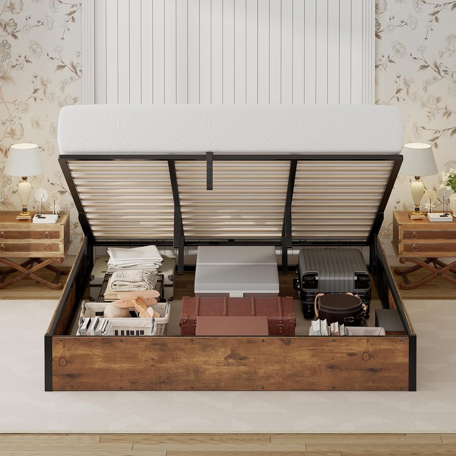 Jocisland Full Size Lift Up Storage Platform Bed Frame, Metal Bed Frame ...